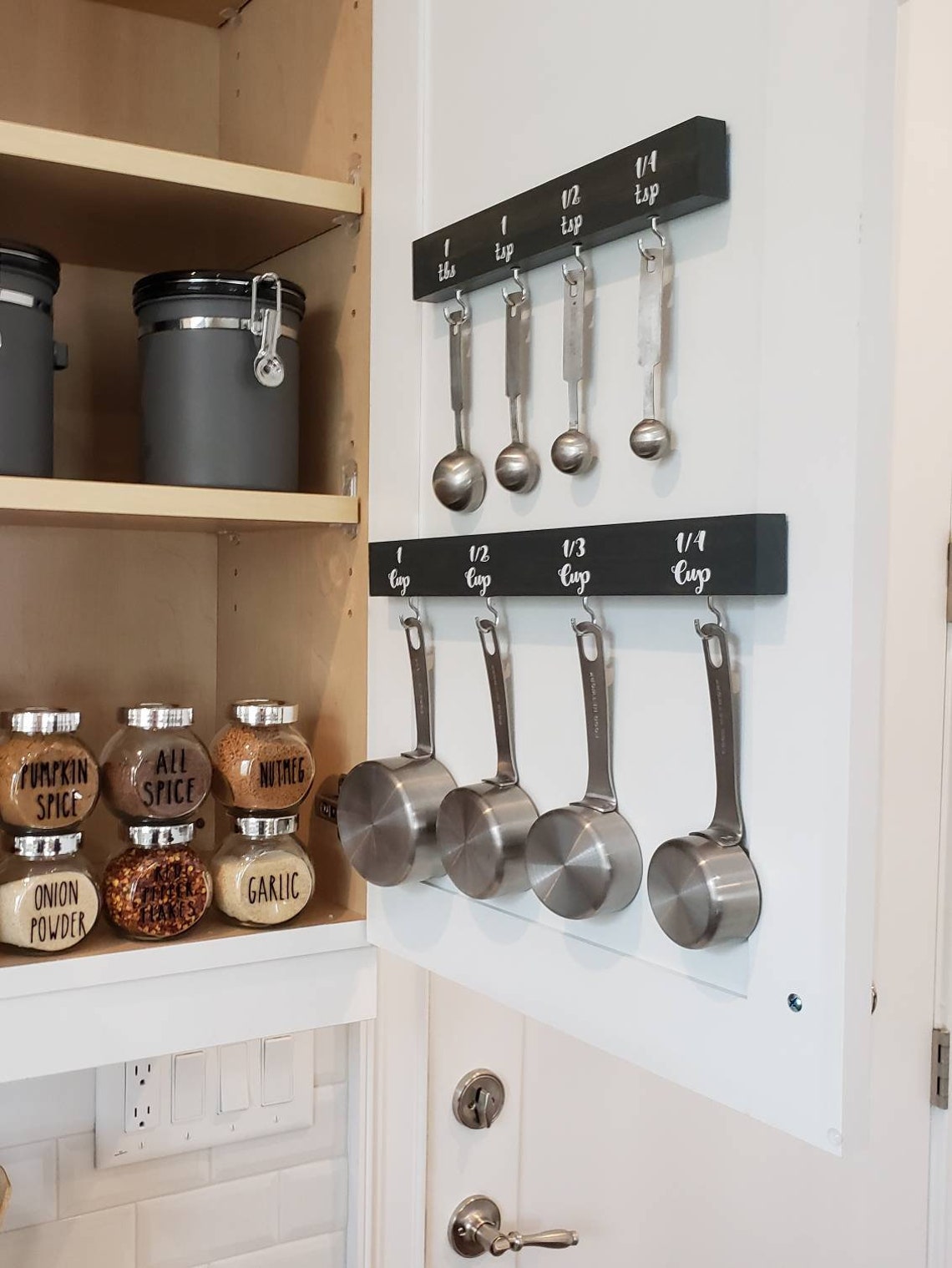 Measuring Cup and Spoon Holder Organizer Set Stained - Etsy