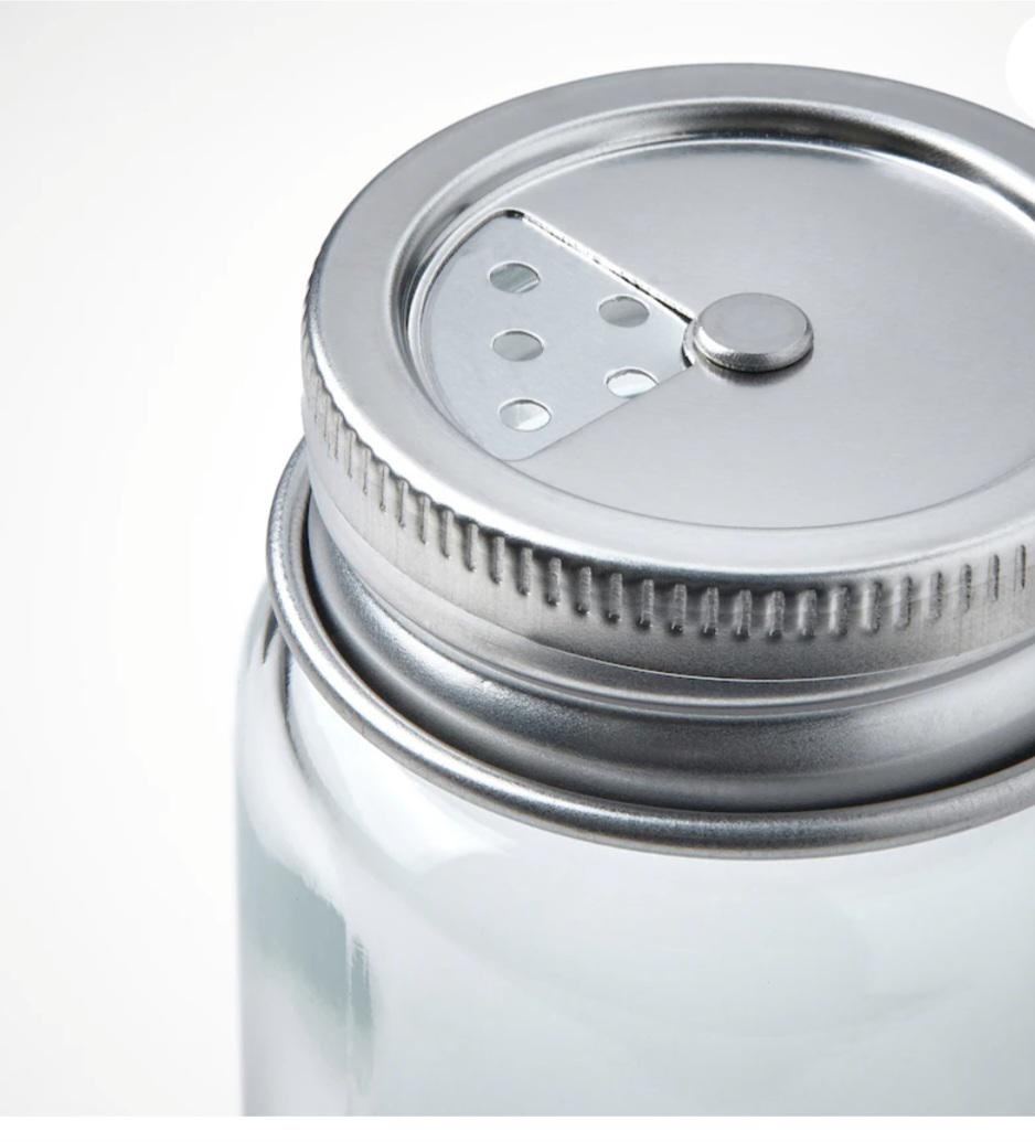 Clear Glass Jar Shaker, 3oz Salt and Pepper Shaker, Stainless Steel ...