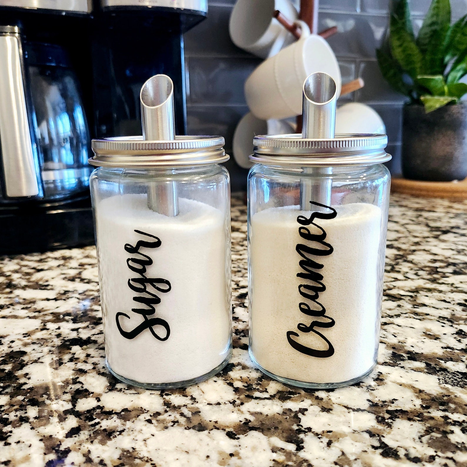 Sugar and Creamer Dispenser Set, Kitchen Storage, Coffee Bar, Organizer ...