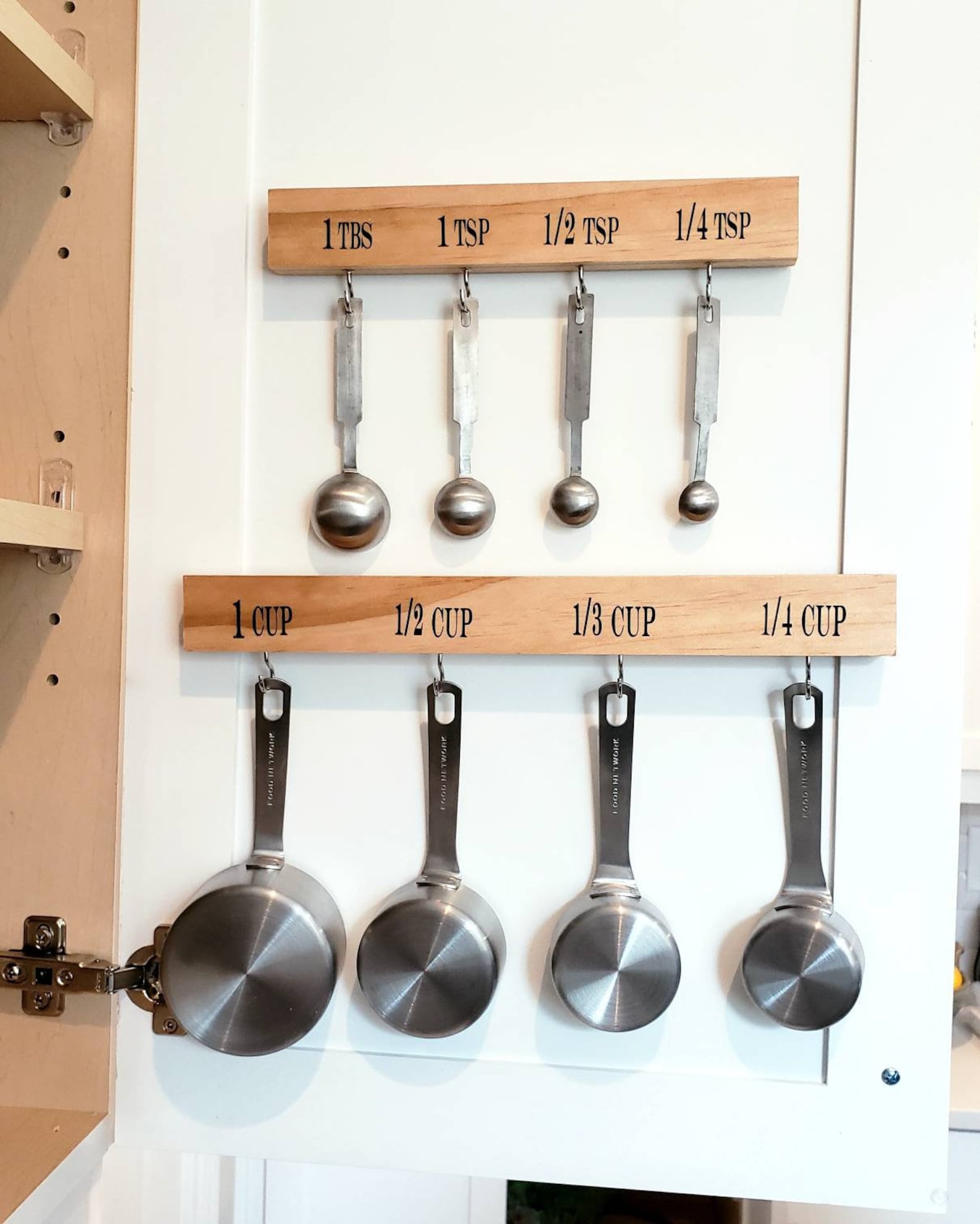 Kitchen Organizer, Measuring Cup and Spoon Holder, Wood Kitchen Storage ...