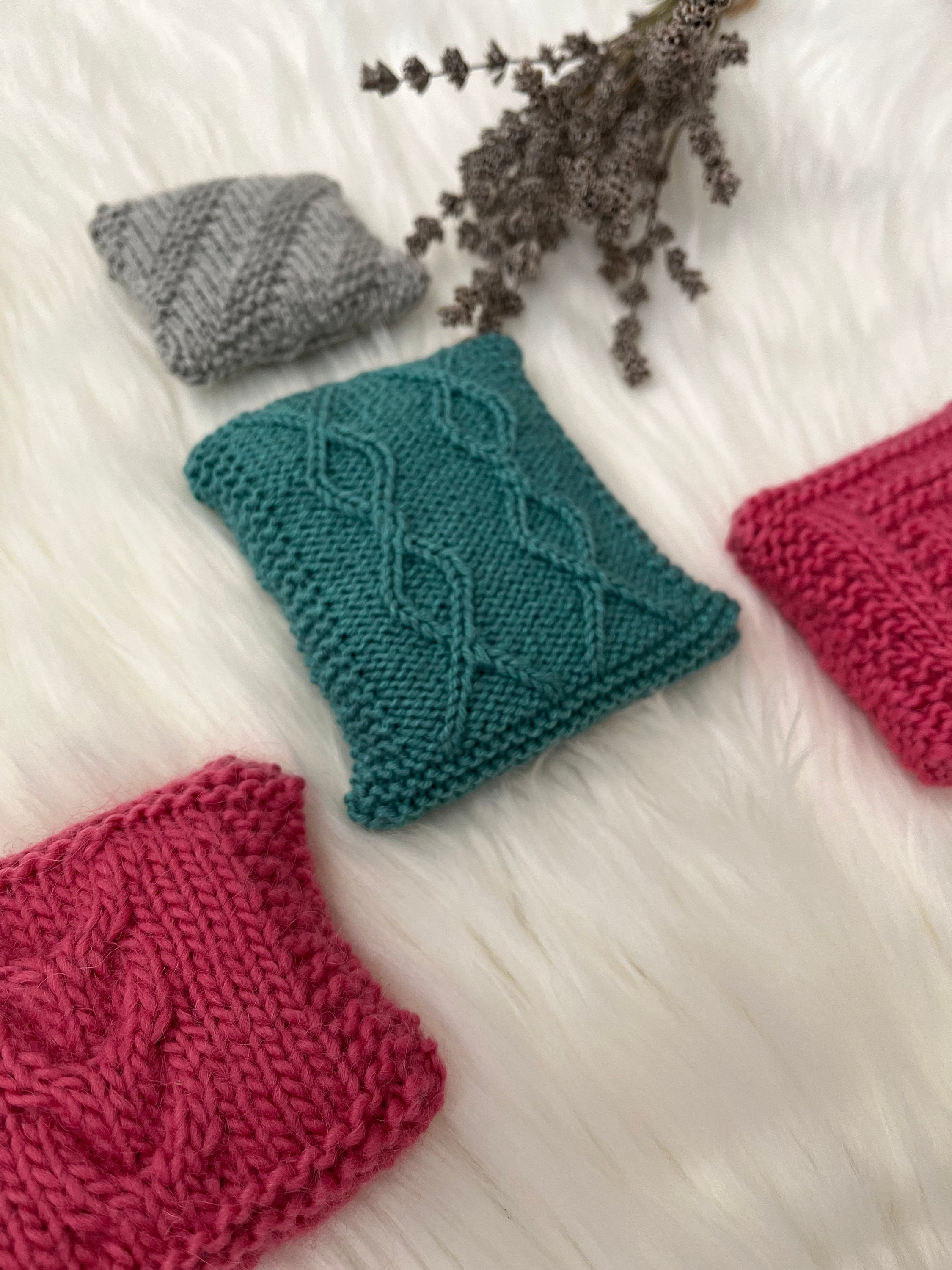 Knitting Pattern Scrappy Sachets Knit Lavender Potpourri Pine Sachet Quick Housewarming Gift ...