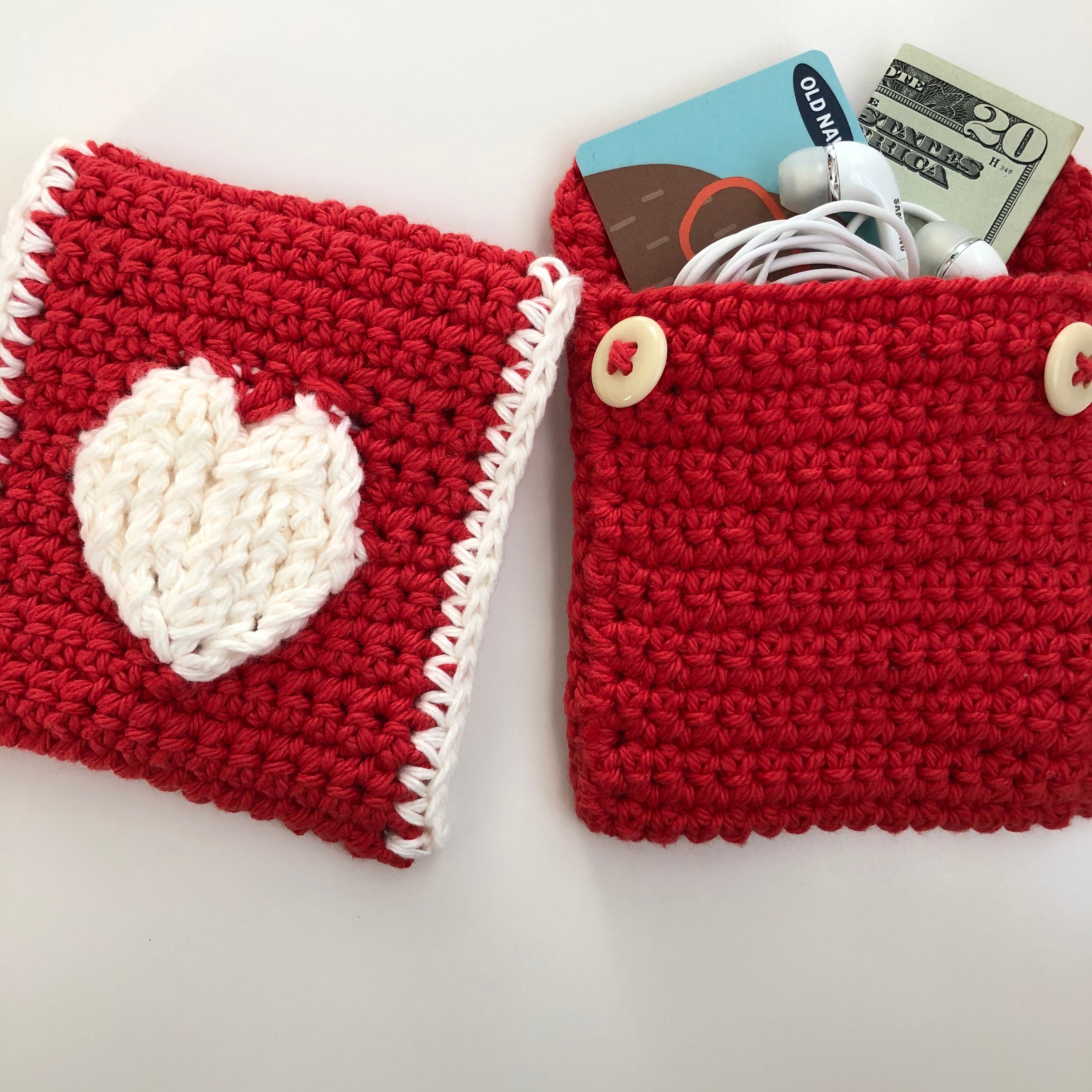 Crochet Pattern Embossed Heart Pouch Crochet Pouch Small Bag Embossed ...