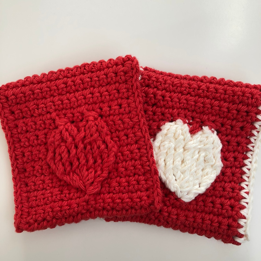 Crochet Pattern Embossed Heart Pouch Crochet Pouch Small Bag Embossed ...