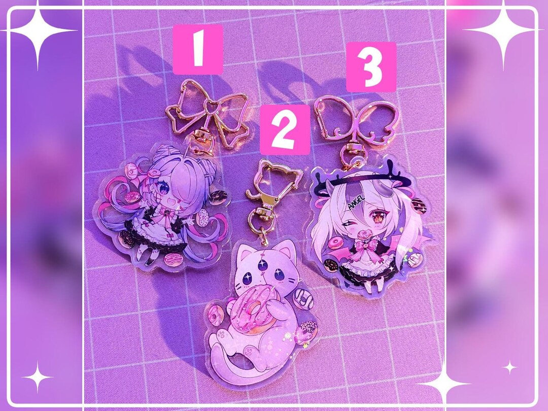 Kawaii Donut Candy Chibi Acrylic Charms, Anime Manga Acrylic Keychains ...