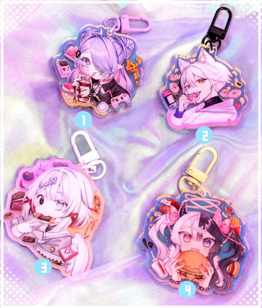 Kawaii OC Acrylic Pendants, Anime Manga Acrylic Keychains rainbow ...