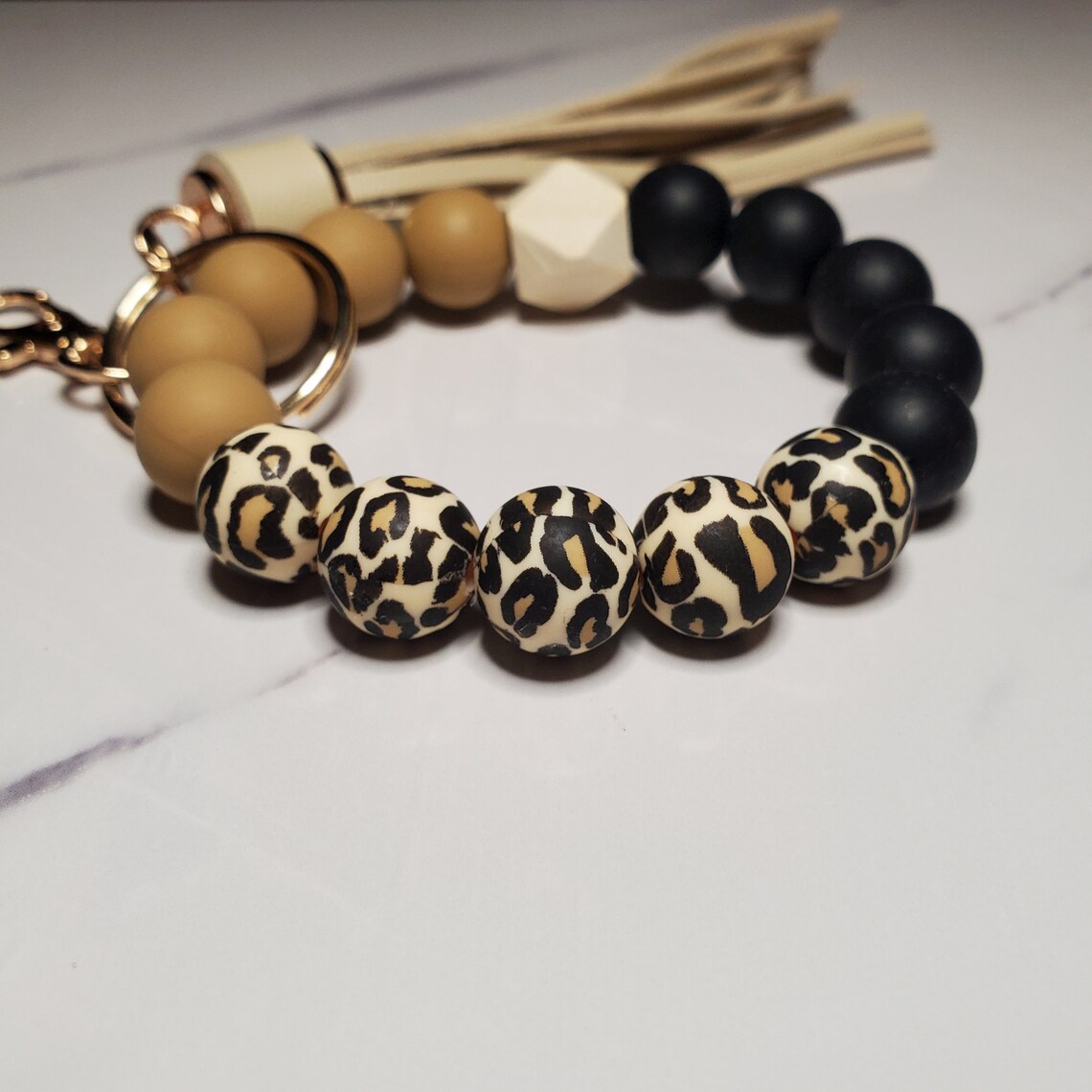 Leopard Print Keychain, Animal Print Keychain Bracelet, Silcone ...
