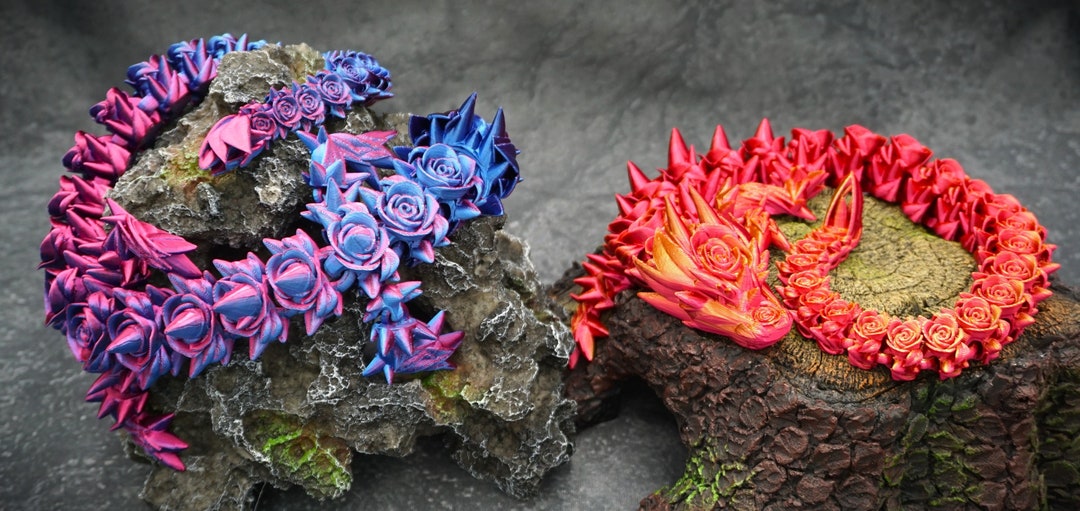 Articulated 3D Rose Dragon 3D Print Fantasy Moving Dragon Figure Gamer ...