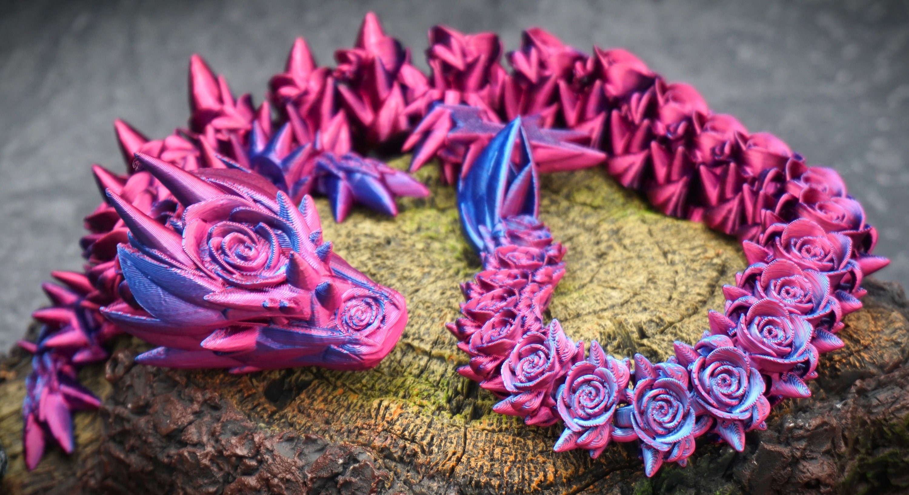 Articulated 3D Rose Dragon 3D Print Fantasy Moving Dragon Figure Gamer ...
