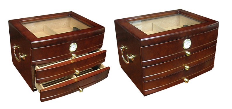 Cigar Humidor, Humidor With Drawers 75 Cigars Holder Box With Drawers ...