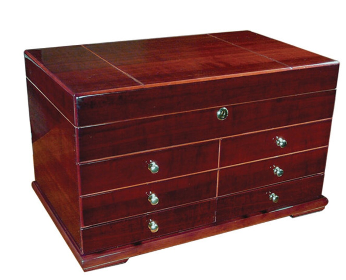 Cigar Humidor, Drawers Lacquer Cherry Wooden, Cigar Humidor Box, 300 ...