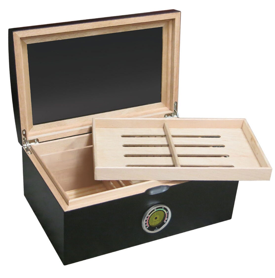 Cigar Humidor, Tinted Glass Wooden Box, 100 Cigars Holder Box Cigar ...