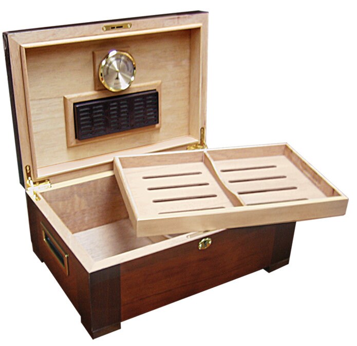 Cigar Humidor, Dark Burl Wood Finish, Vintage Cigar Humidor, Cigar ...