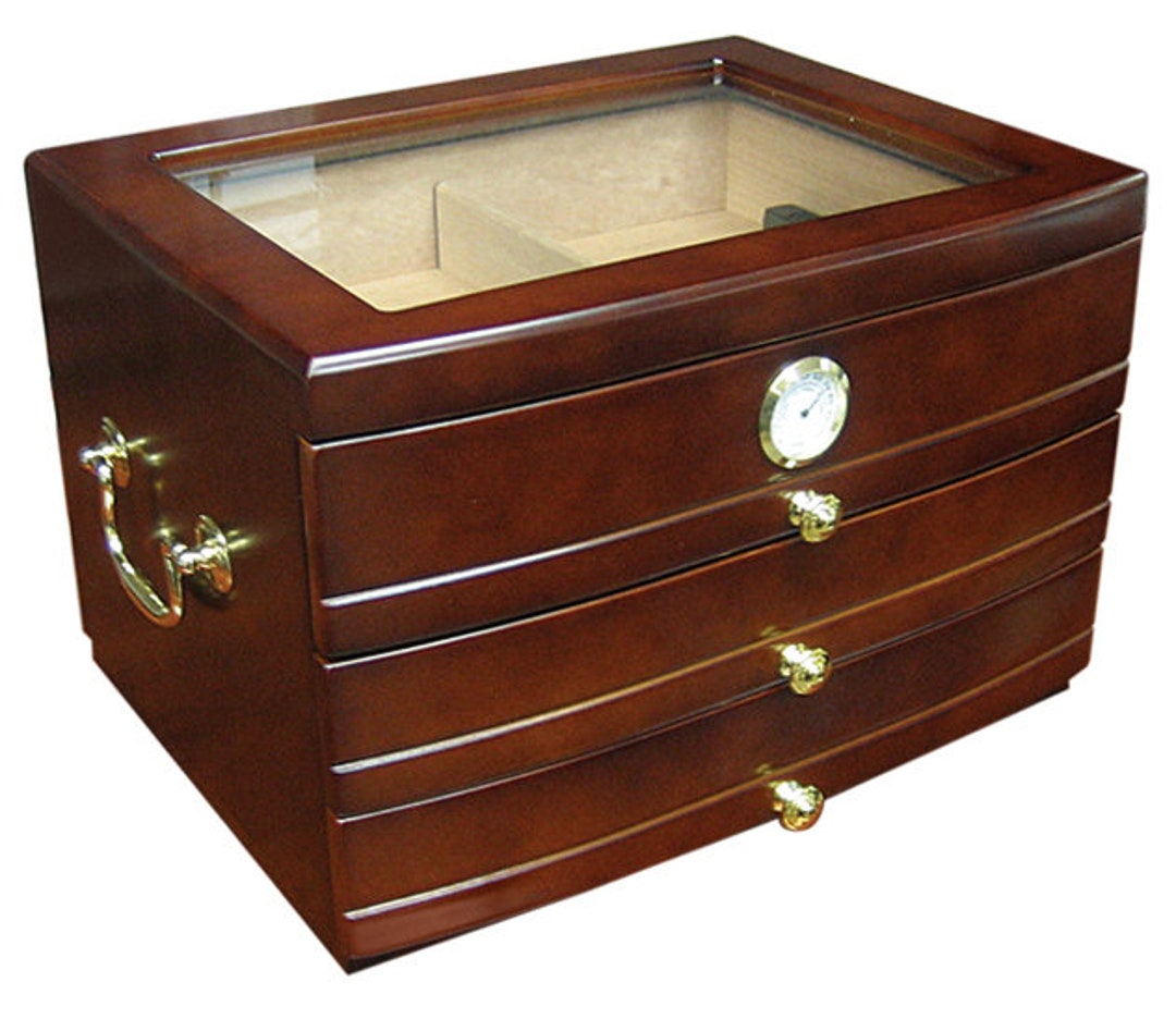 Cigar Humidor, Humidor With Drawers 75 Cigars Holder Box With Drawers ...