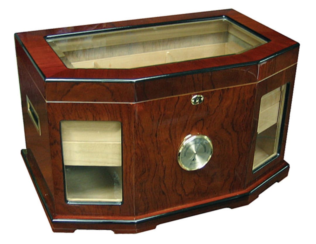 Cigar Humidor, Mahogany Finish, Vintage Style Cigar Humidor 300 Cigars ...