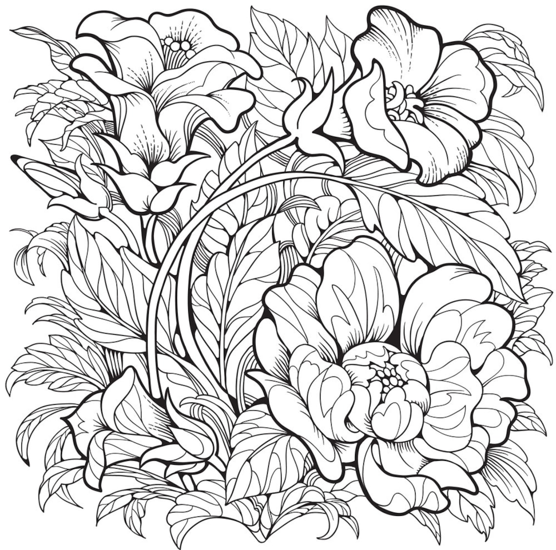 44 Flower Coloring Pages Floral Adult Coloring Pages Printable Adult