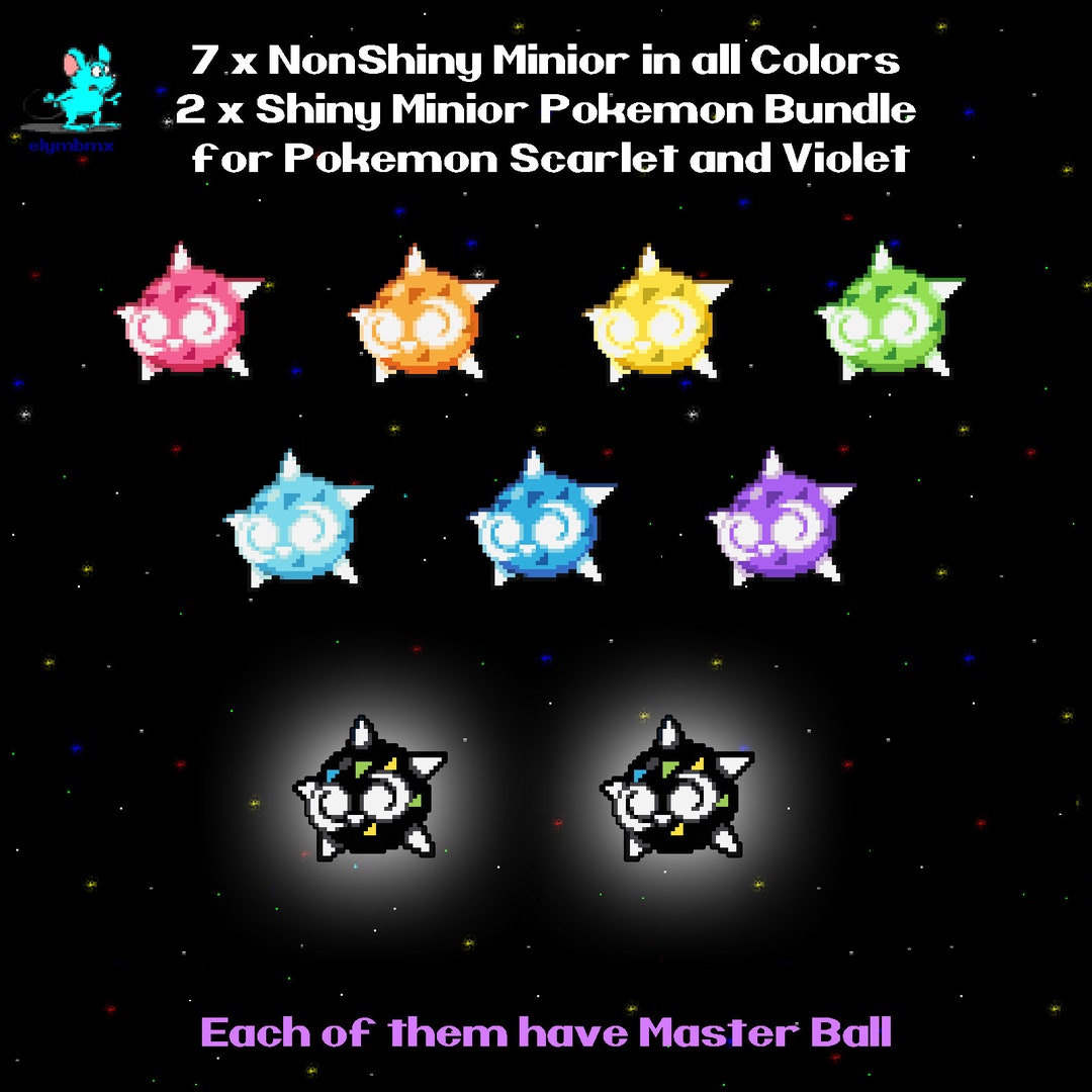 7 X Nonshiny 6IV Minior in All Colors 2 X Shiny 6IV Minior Indigo Disk ...