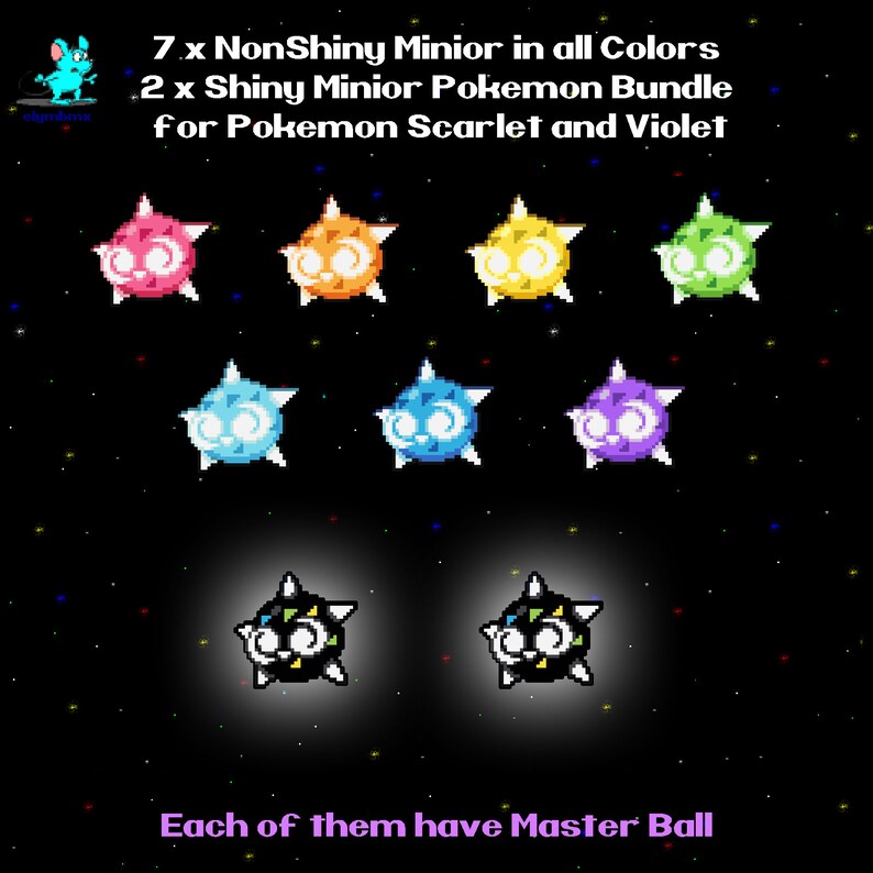 7 X Nonshiny 6IV Minior in All Colors 2 X Shiny 6IV Minior Indigo Disk ...