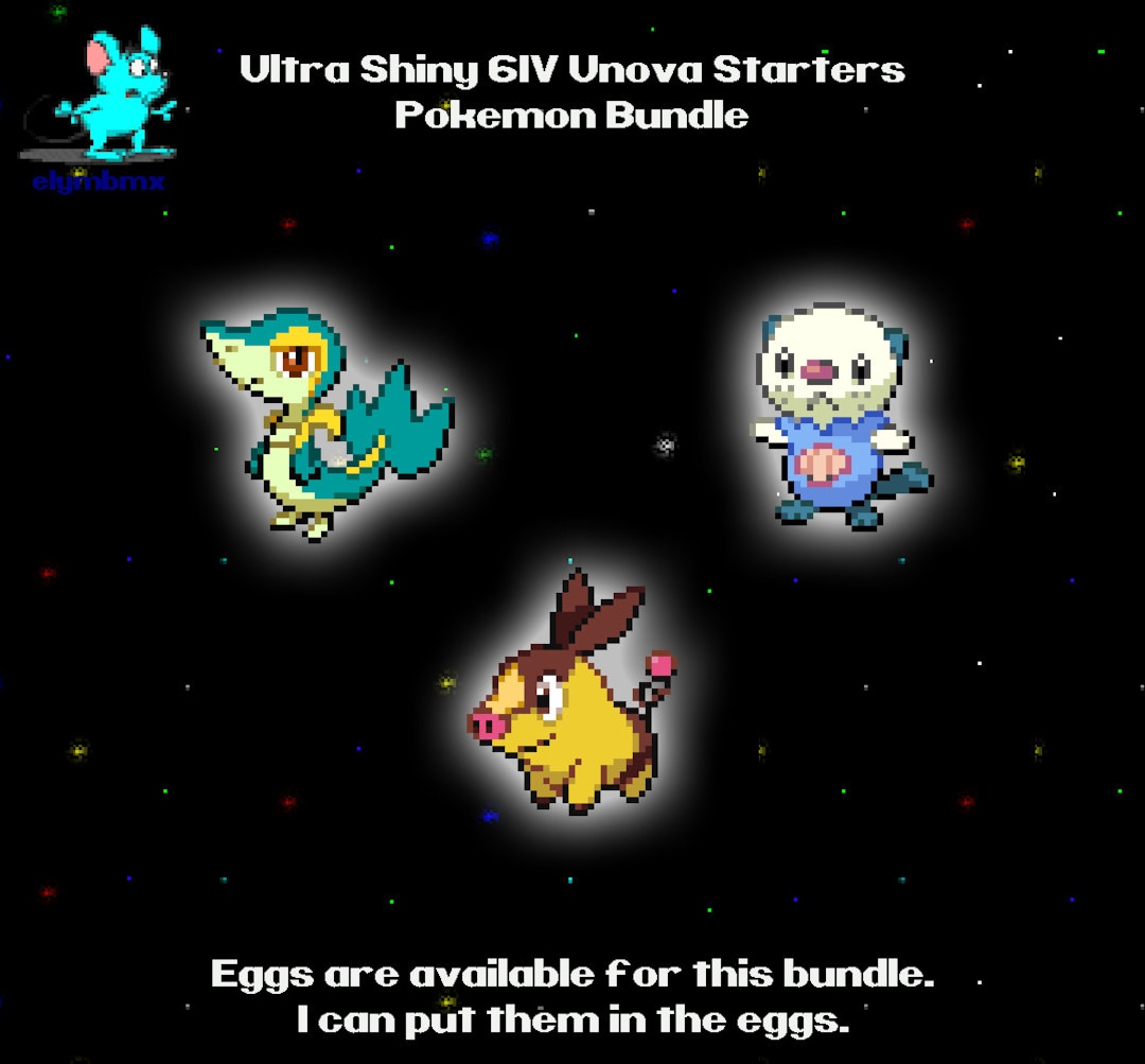 Shiny 6IV Unova Starters With Master Balls Bundle Pokemon for Scarlet ...