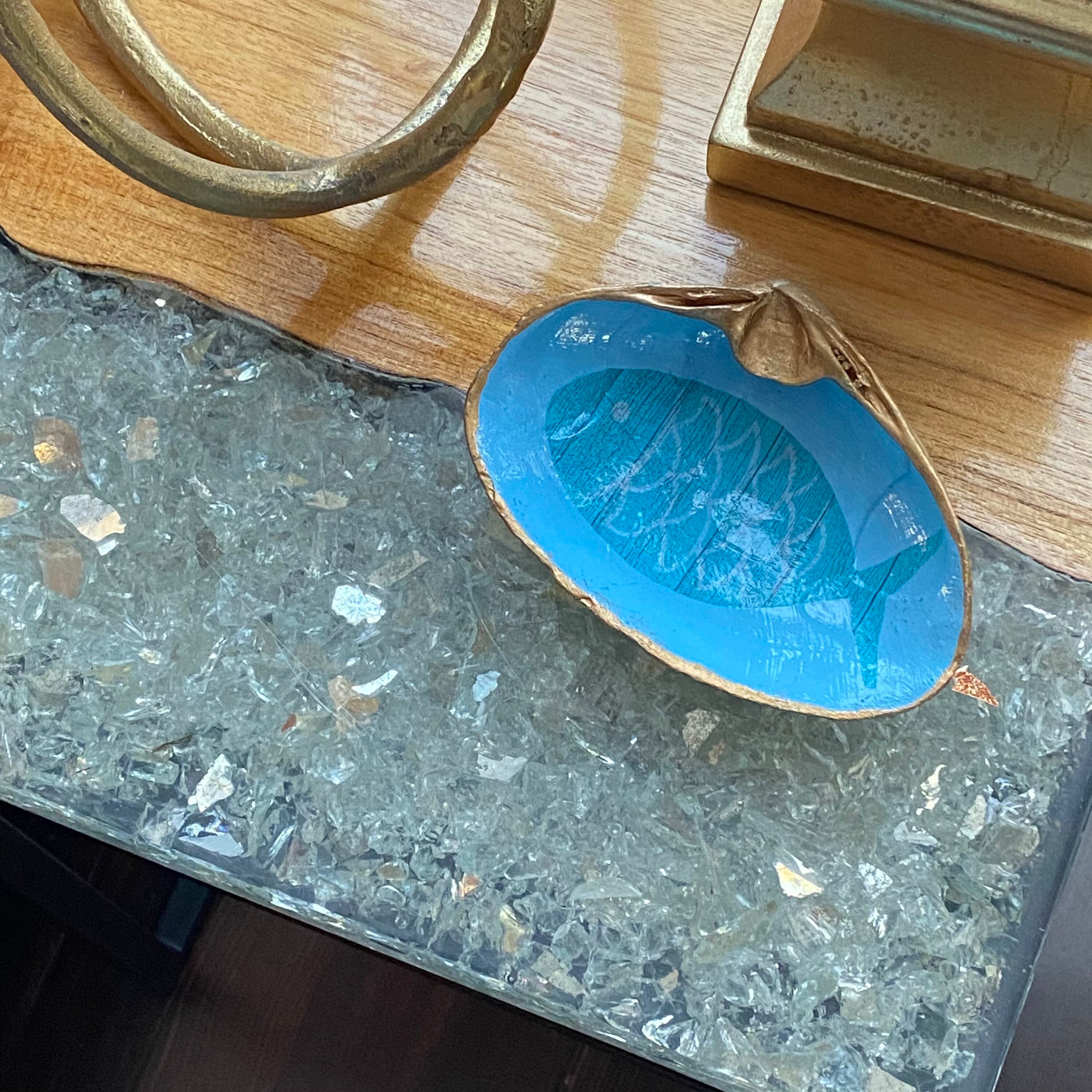 Decoupage Clam Shell Decor Blue Fish Art Handmade Ring Dish - Etsy
