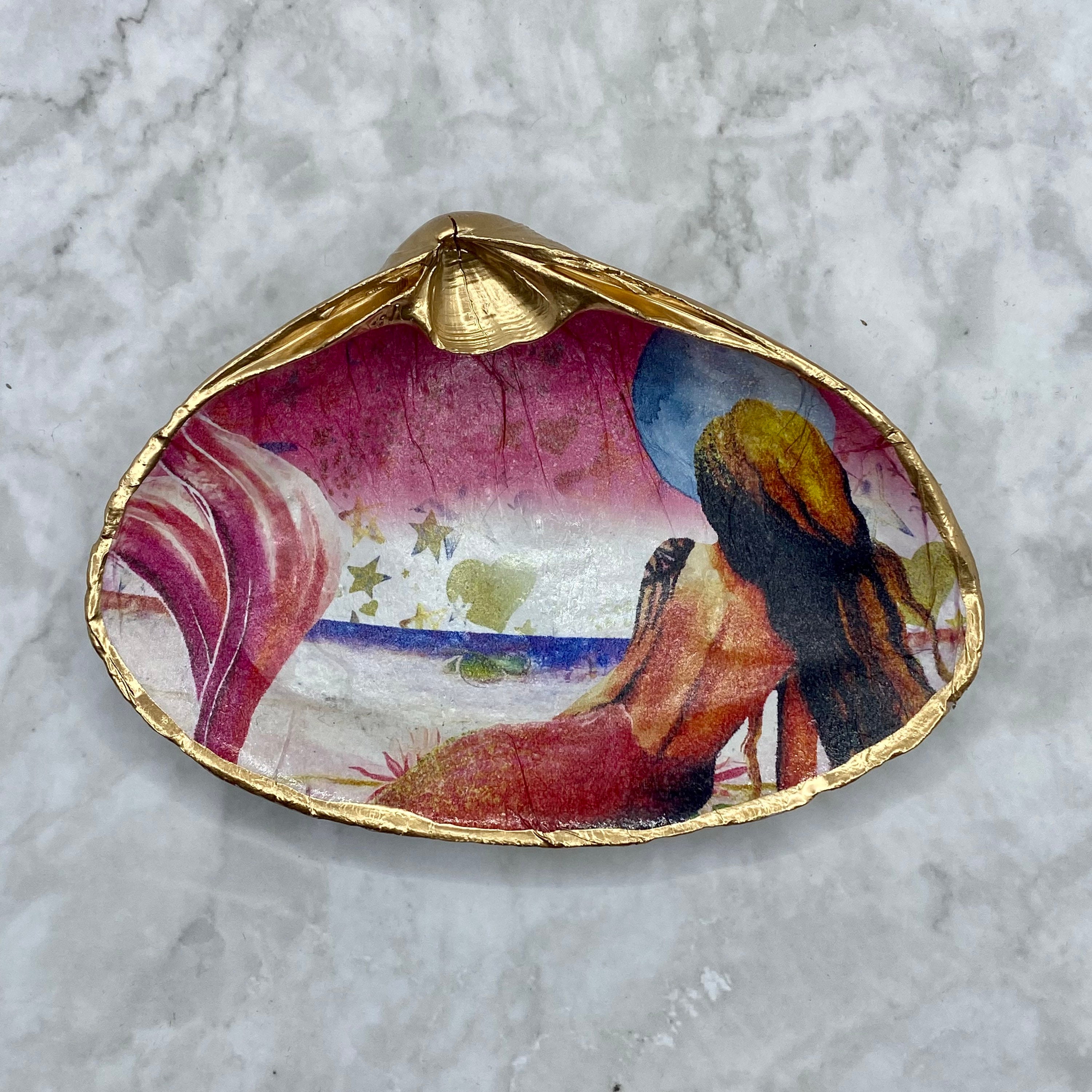 Decoupage Clam Shell Pink Mermaid Decor Mermaid Lover - Etsy