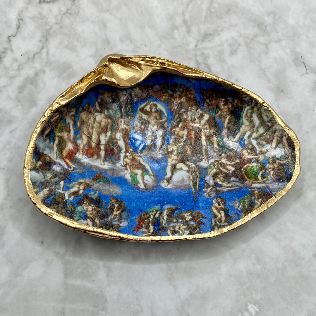 Decoupage Clam Shell, Religious Art Decor, Trinket Dish - Etsy