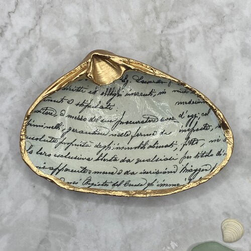 Decoupage Clam Shell Music Notes Beach Decor Handmade Ring - Etsy