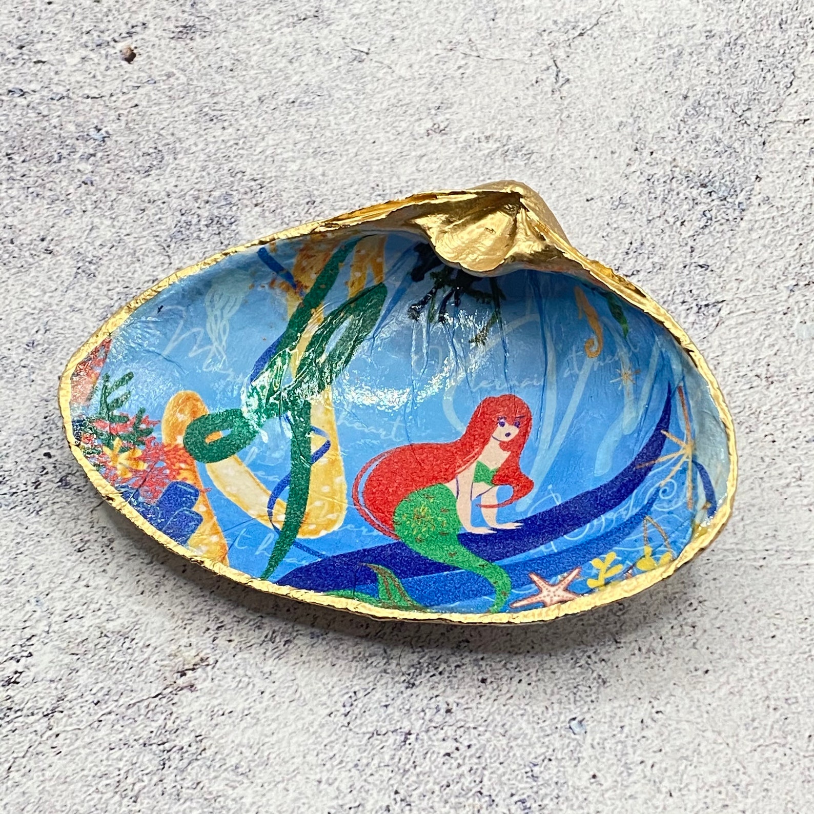 Decoupage Clam Shell Decor Mermaid Art Beach Decor Trinket - Etsy UK