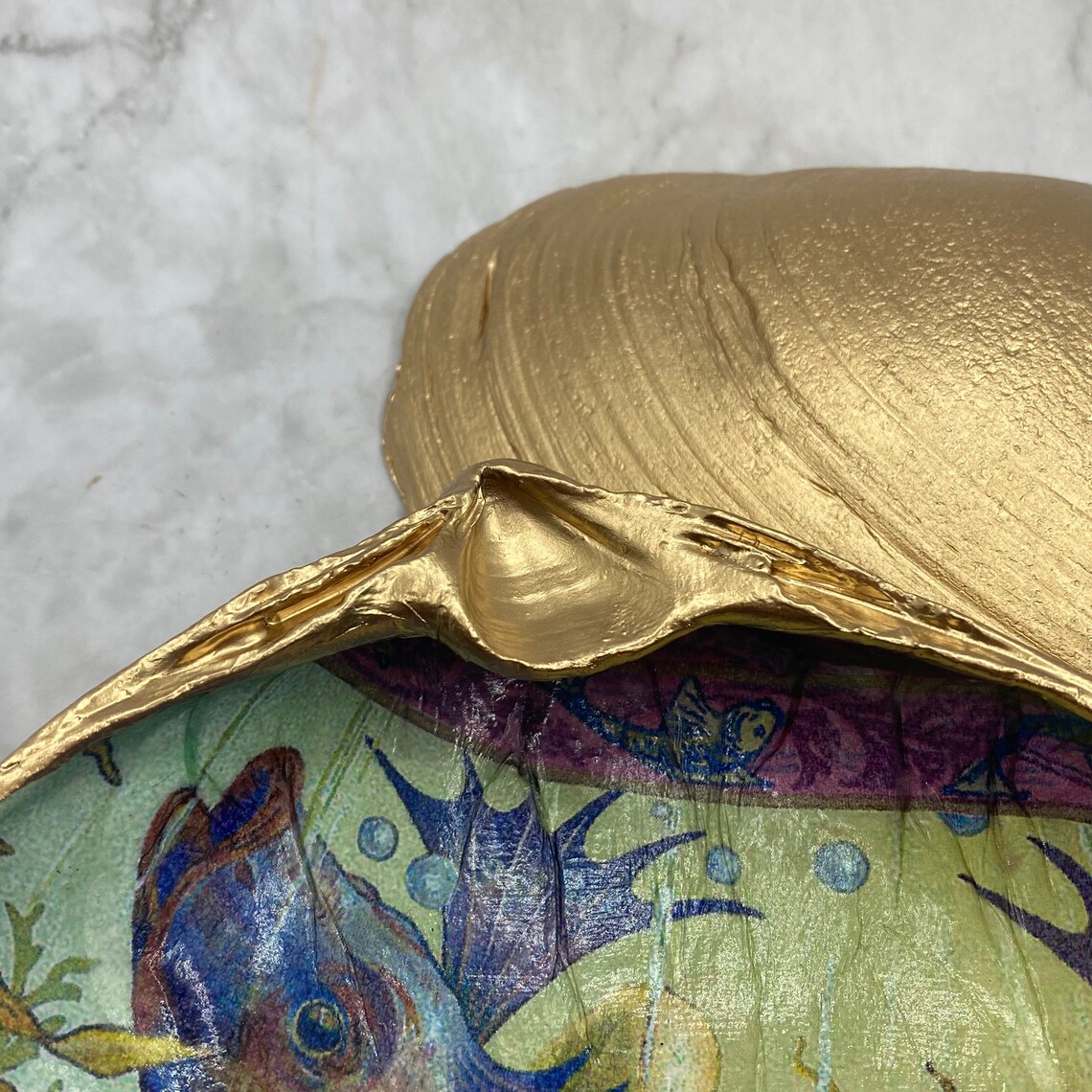 Decoupage Clam Shell Decor Art Nouveau Mermaid Sea Sprite - Etsy