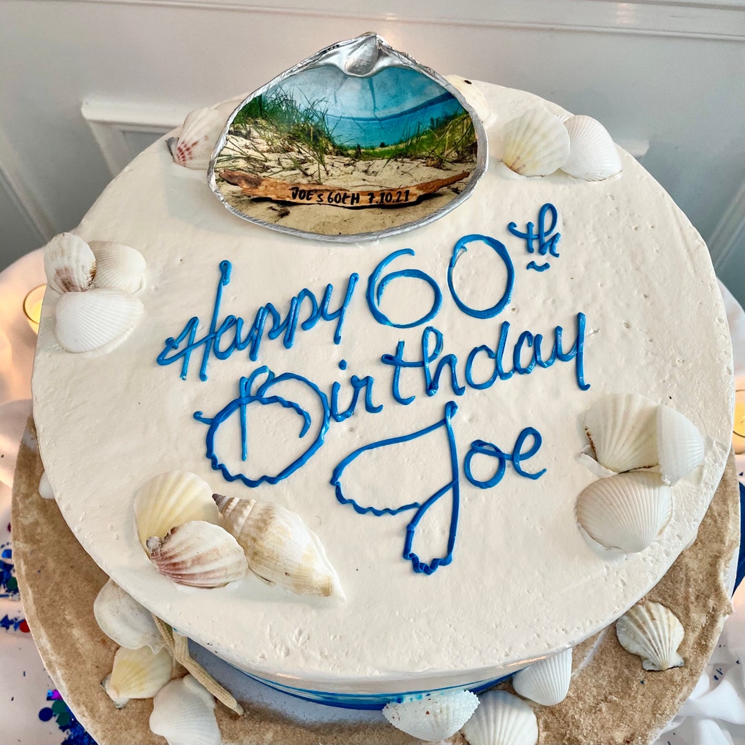 Decoupage Clam Shell Art, Custom Cake Topper, Coastal Theme Party - Etsy