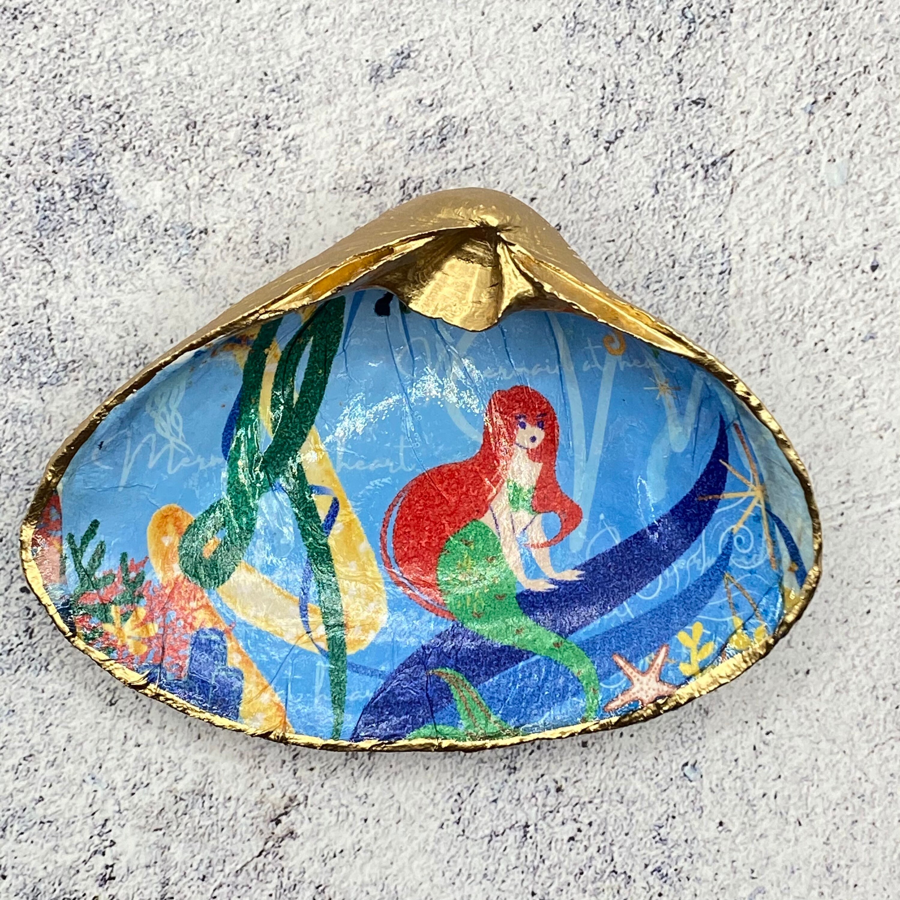 Decoupage Clam Shell Decor Mermaid Art Beach Decor Trinket - Etsy UK