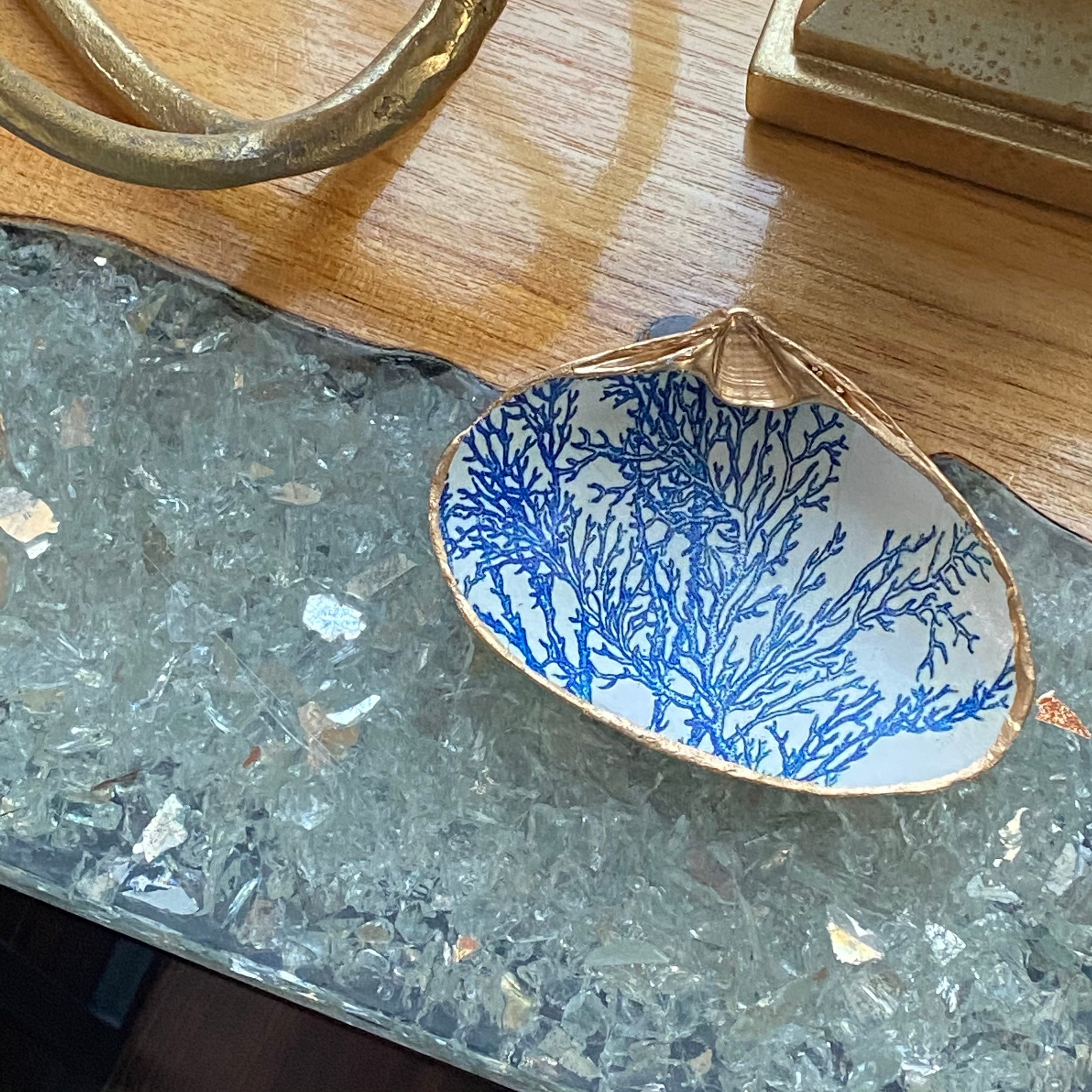 Mermaid Decor Decoupage Shell Art Decoupage Shells Blue | Etsy