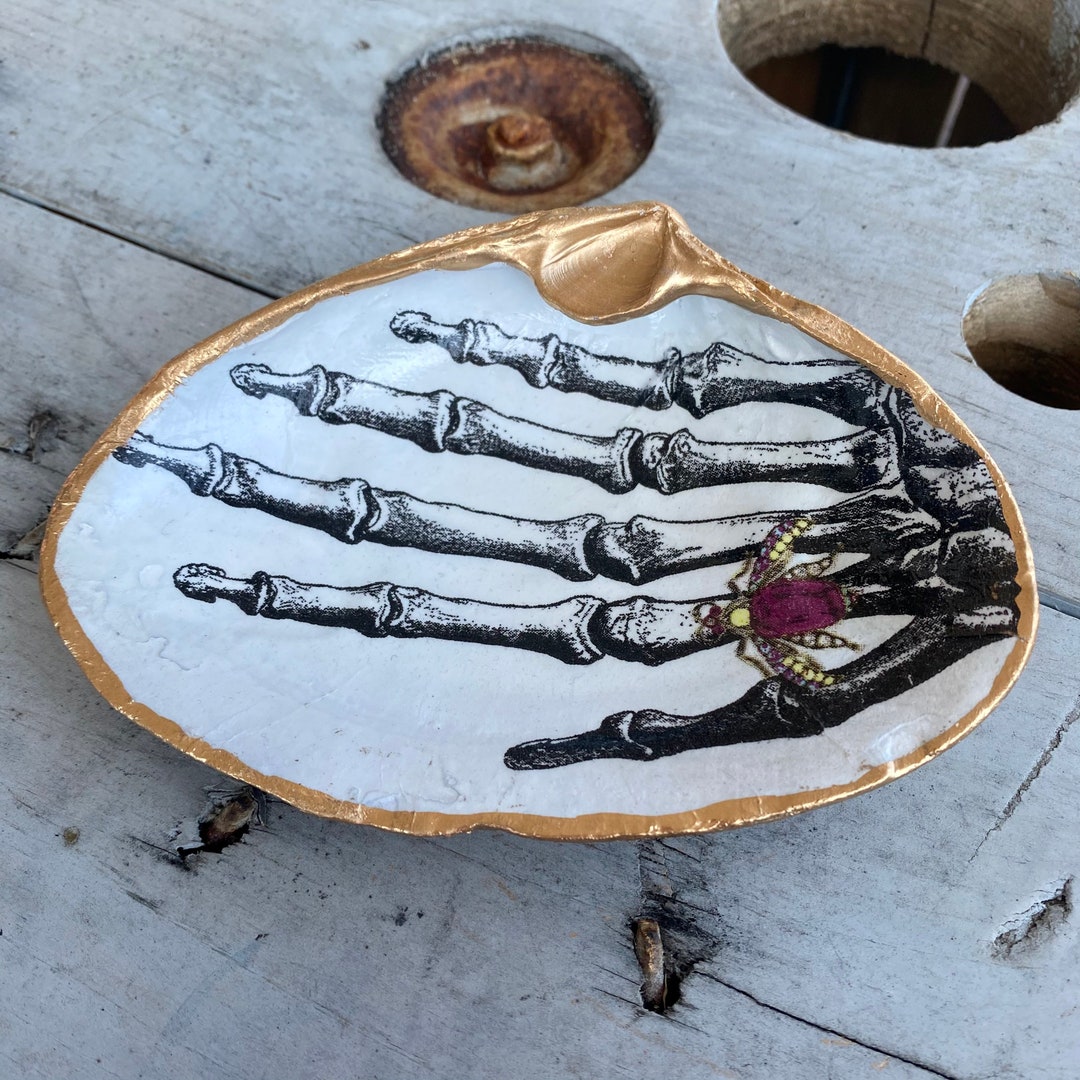 Decoupage Clam Shell, Right Skeleton Hand Beach Decor, Take My Hand ...