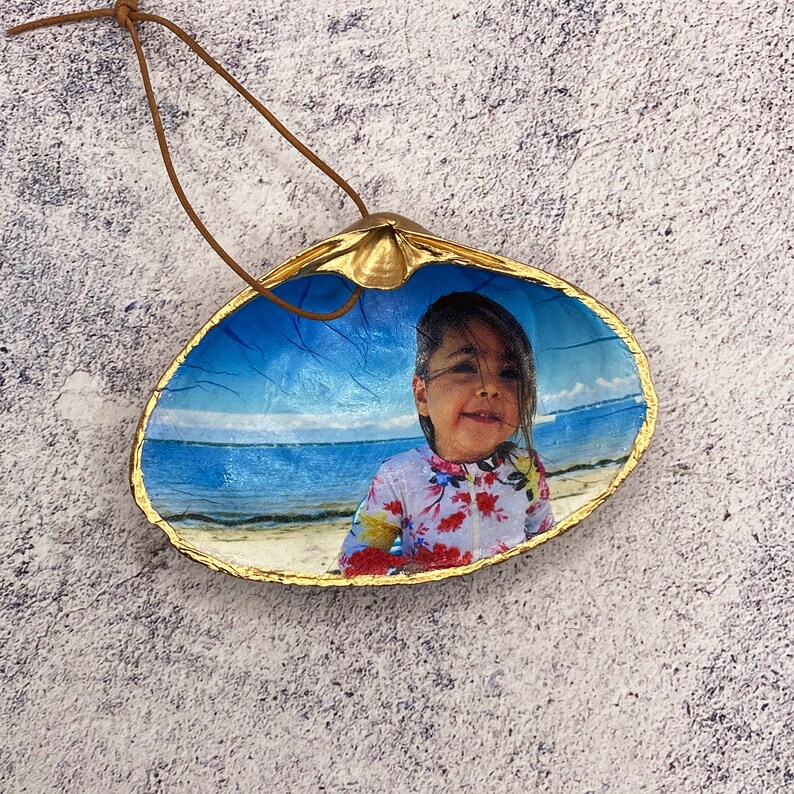 Personalized Shell Ornament Mermaid Beach Decor Photo on | Etsy