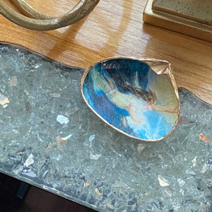 Decoupage Clam Shell Decor, Mermaid Wave Art, Handmade Ring Dish - Etsy