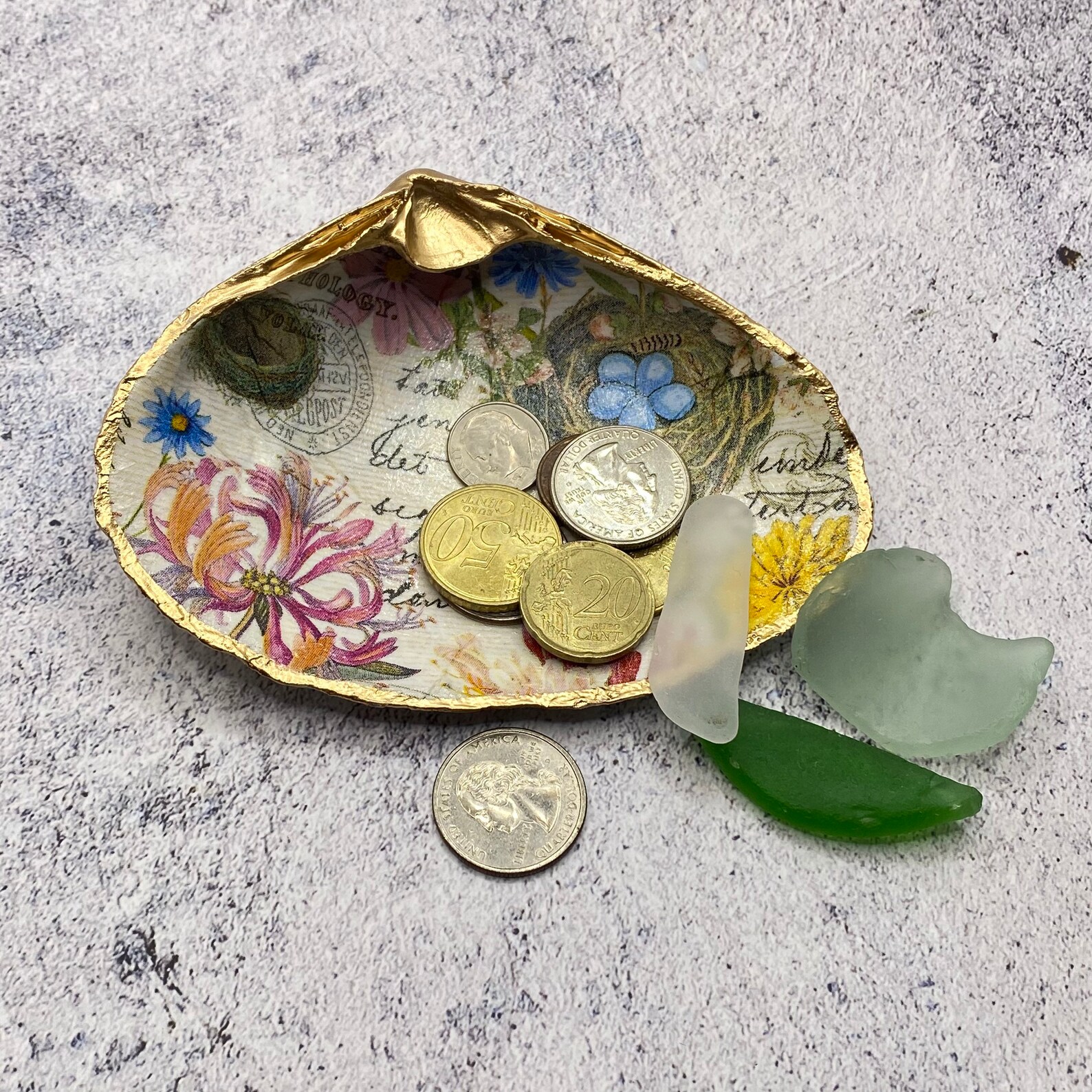 Mermaid Decor Decoupage Shell Art Decoupage Shells Spring | Etsy