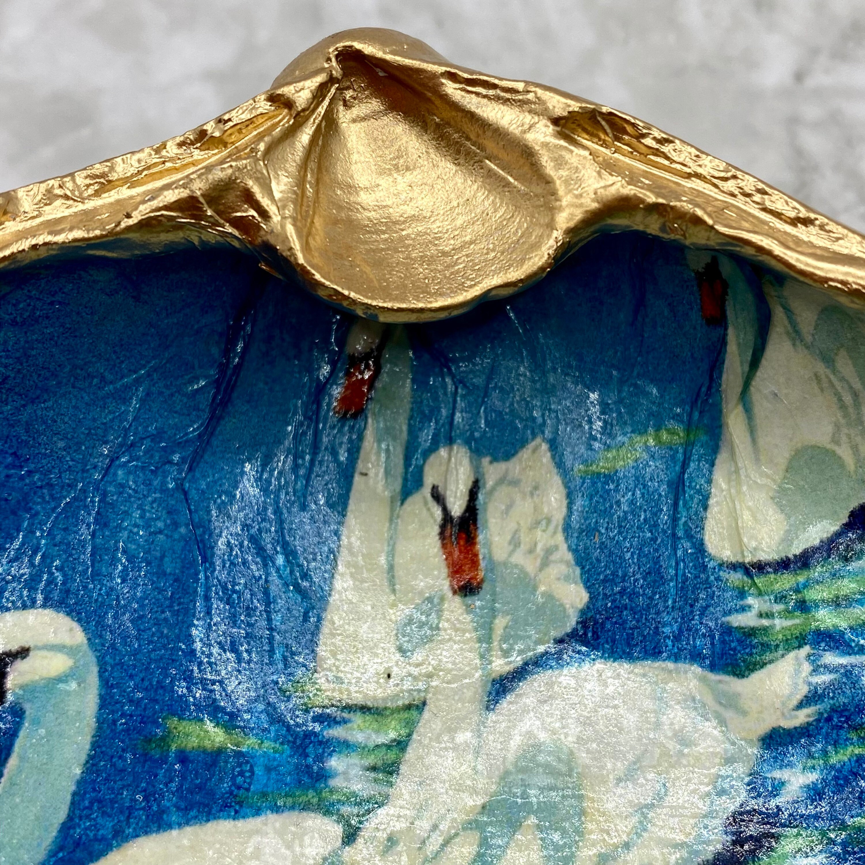 Decoupage Clam Shell Decor, Swan Lake Vintage Birds, Trinket Dish - Etsy