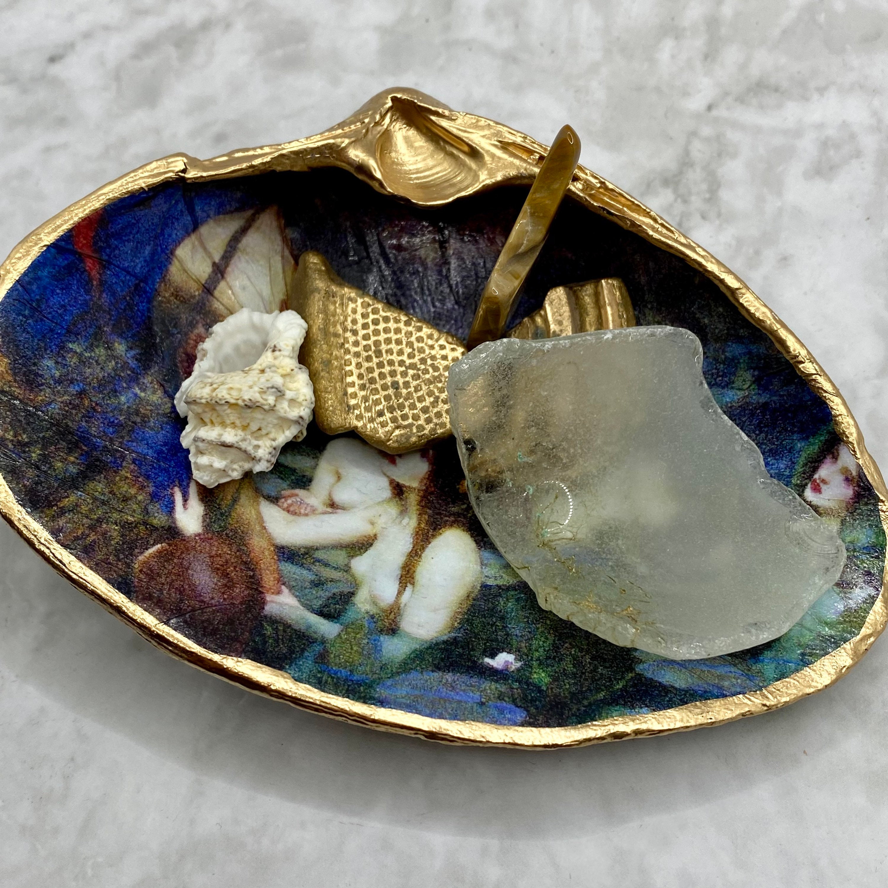 Decoupage Clam Shell Decor Greek Water Nymphs Goddess of the | Etsy