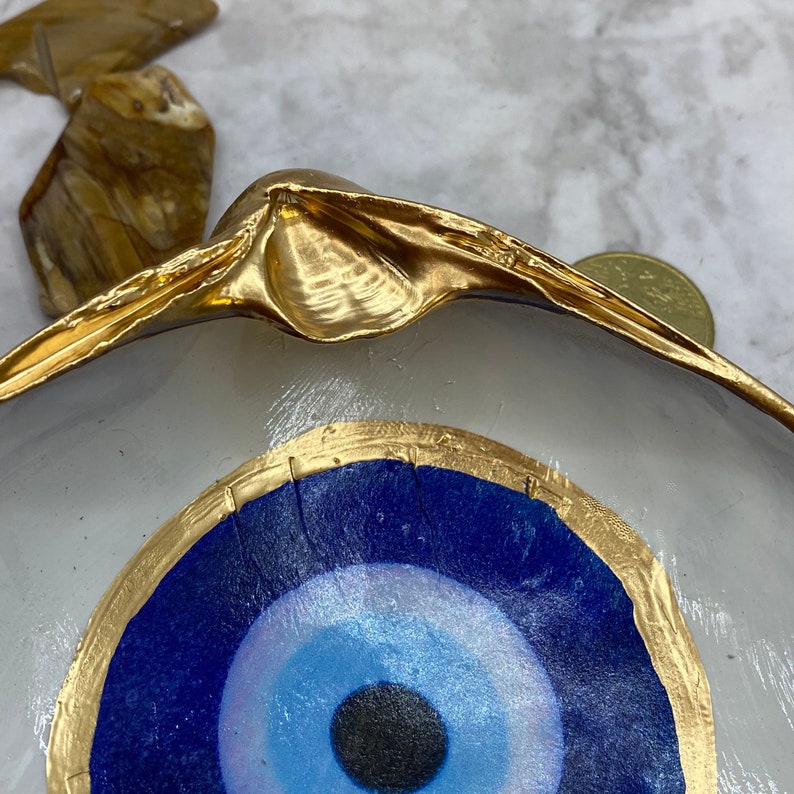 Decoupage Clam Shell Decor Evil Eye Charm Symbol of - Etsy