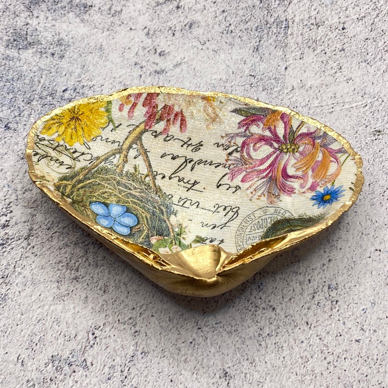 Mermaid Decor Decoupage Shell Art Decoupage Shells Spring - Etsy