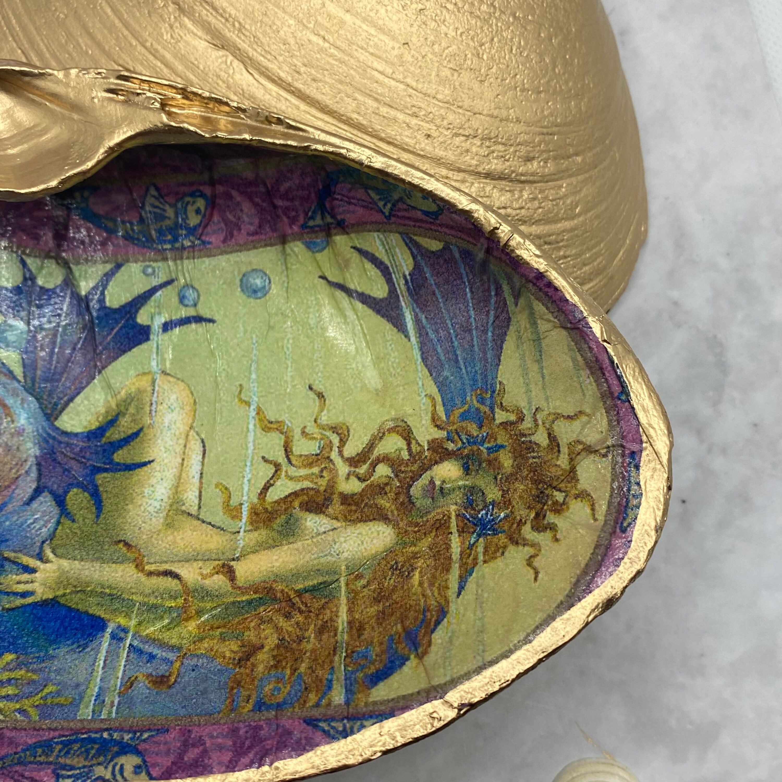 Decoupage Clam Shell Decor Art Nouveau Mermaid Sea Sprite - Etsy