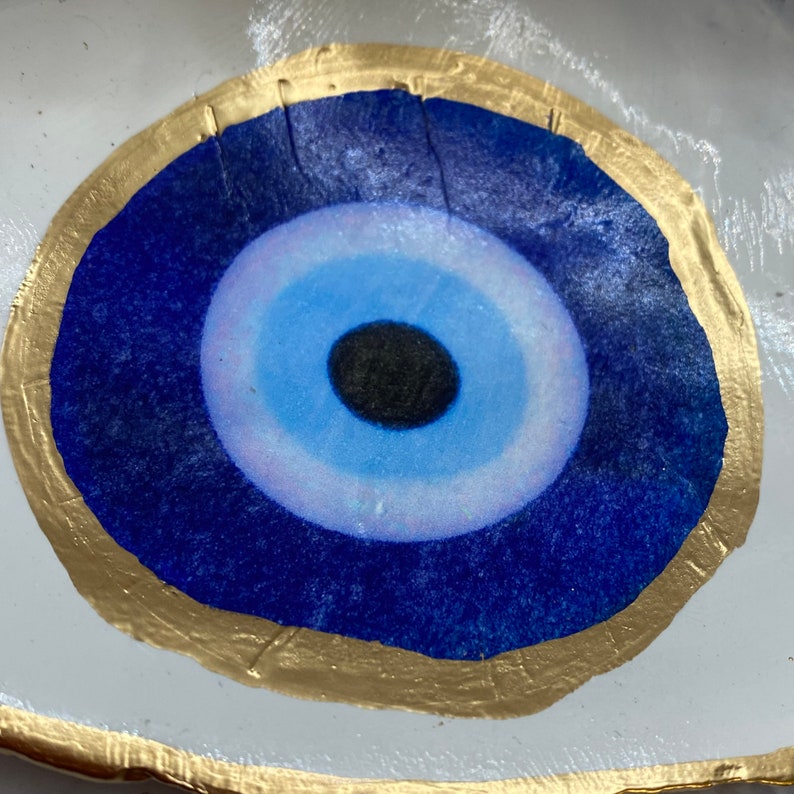 Decoupage Clam Shell Decor Evil Eye Charm Symbol of - Etsy