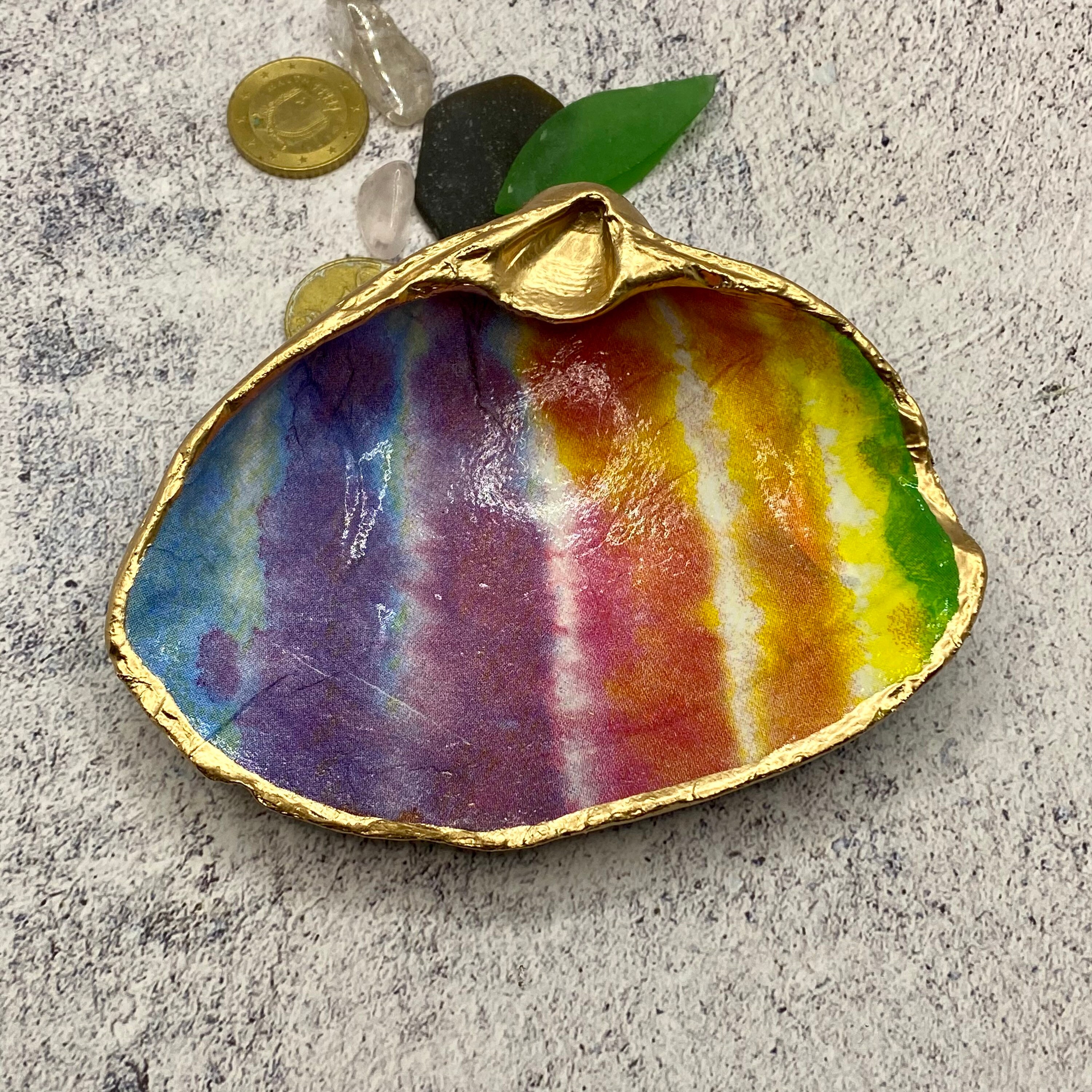 Decoupage Clam Shell, Rainbow Decor, Pride Flag, Trinket Dish - Etsy