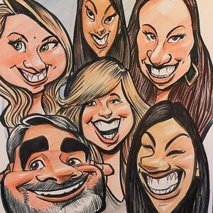 6 Faces Color Caricature Portrait - Etsy