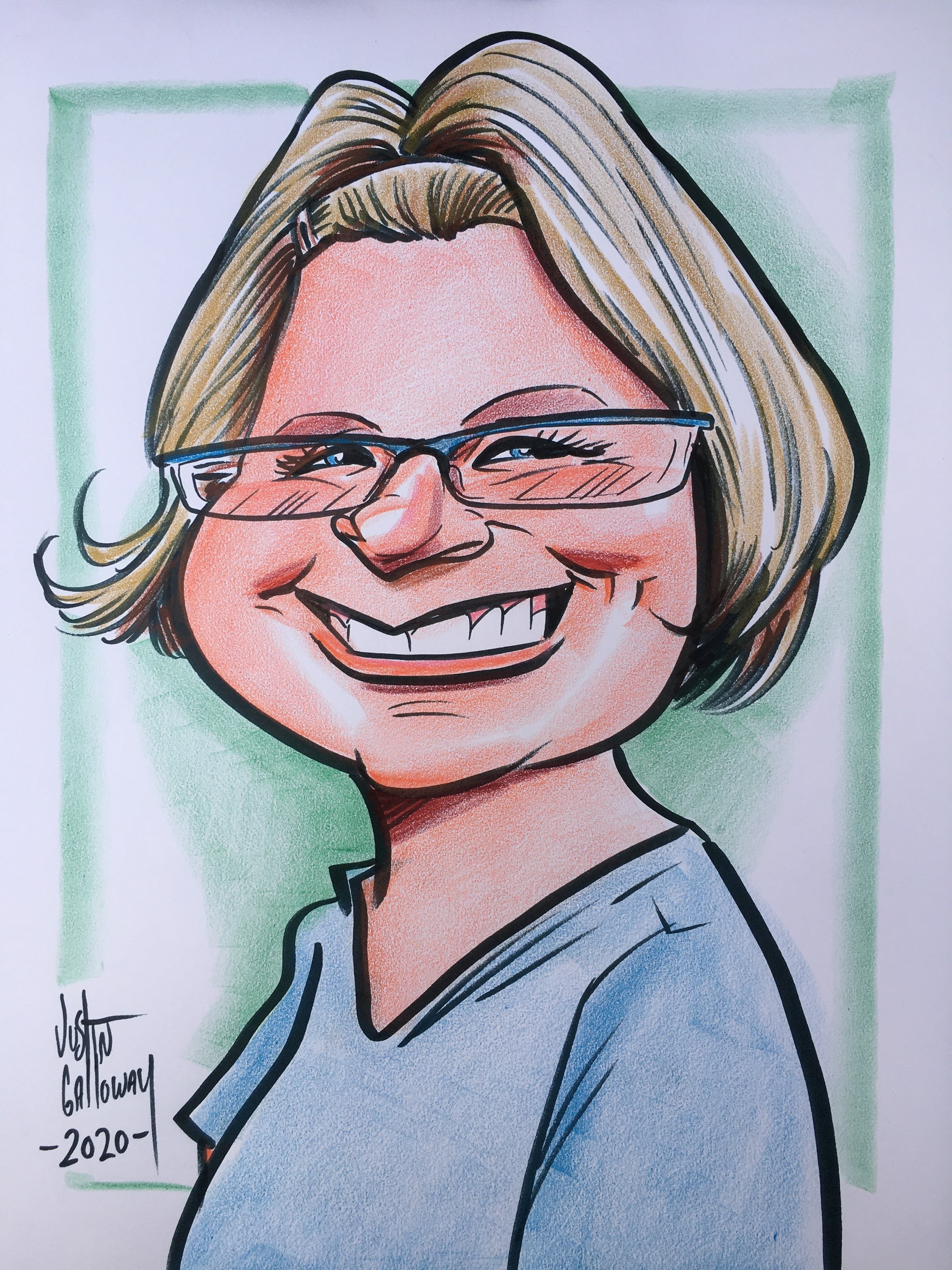 1 Face Color Caricature Portrait - Etsy