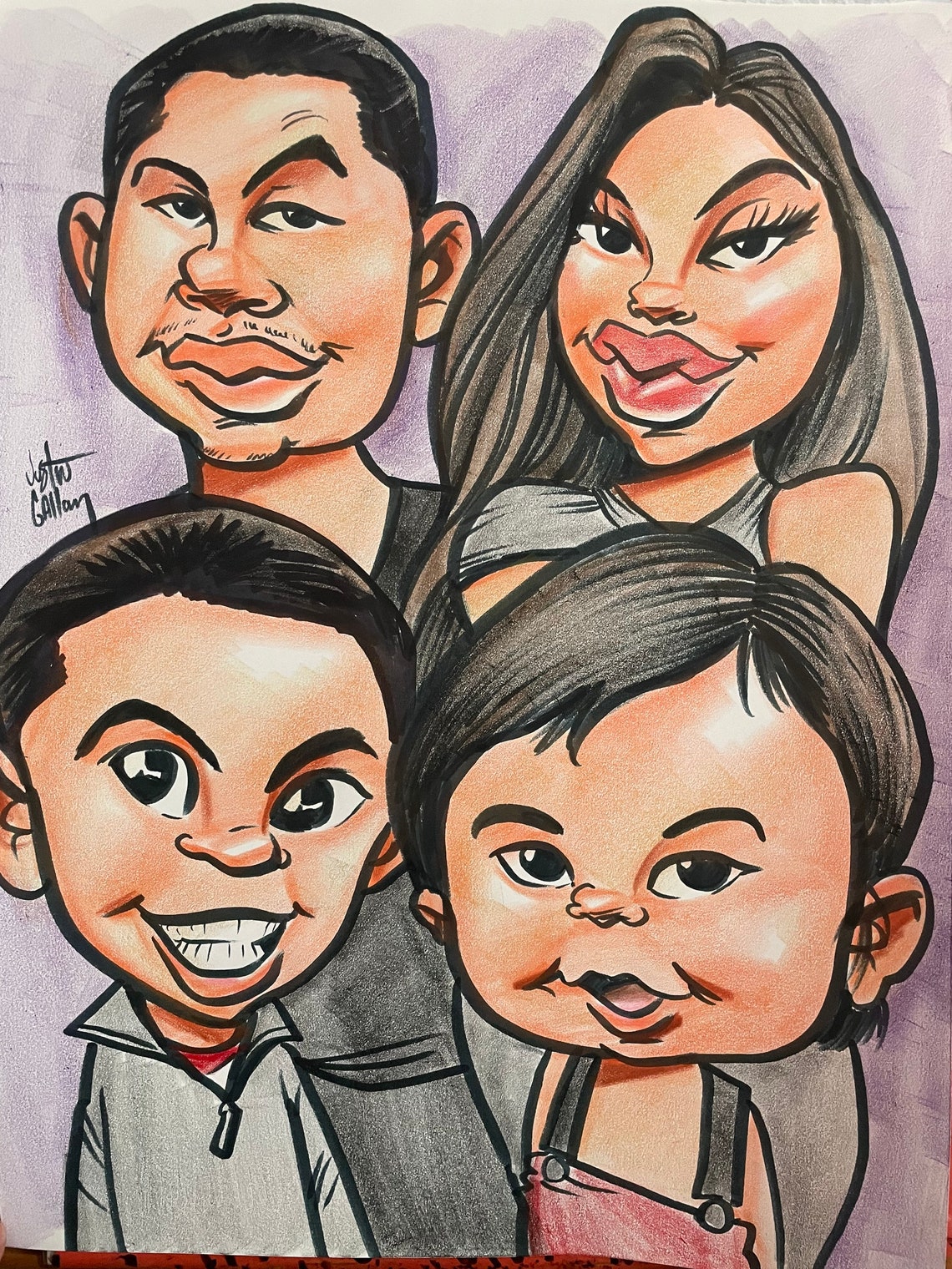 4 Faces Color Caricature Portrait - Etsy