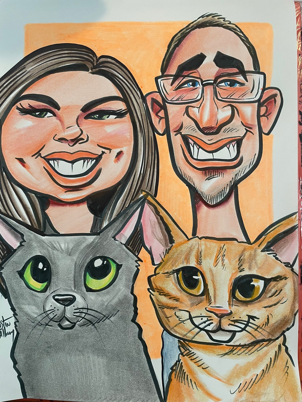 4 Faces Color Caricature Portrait - Etsy