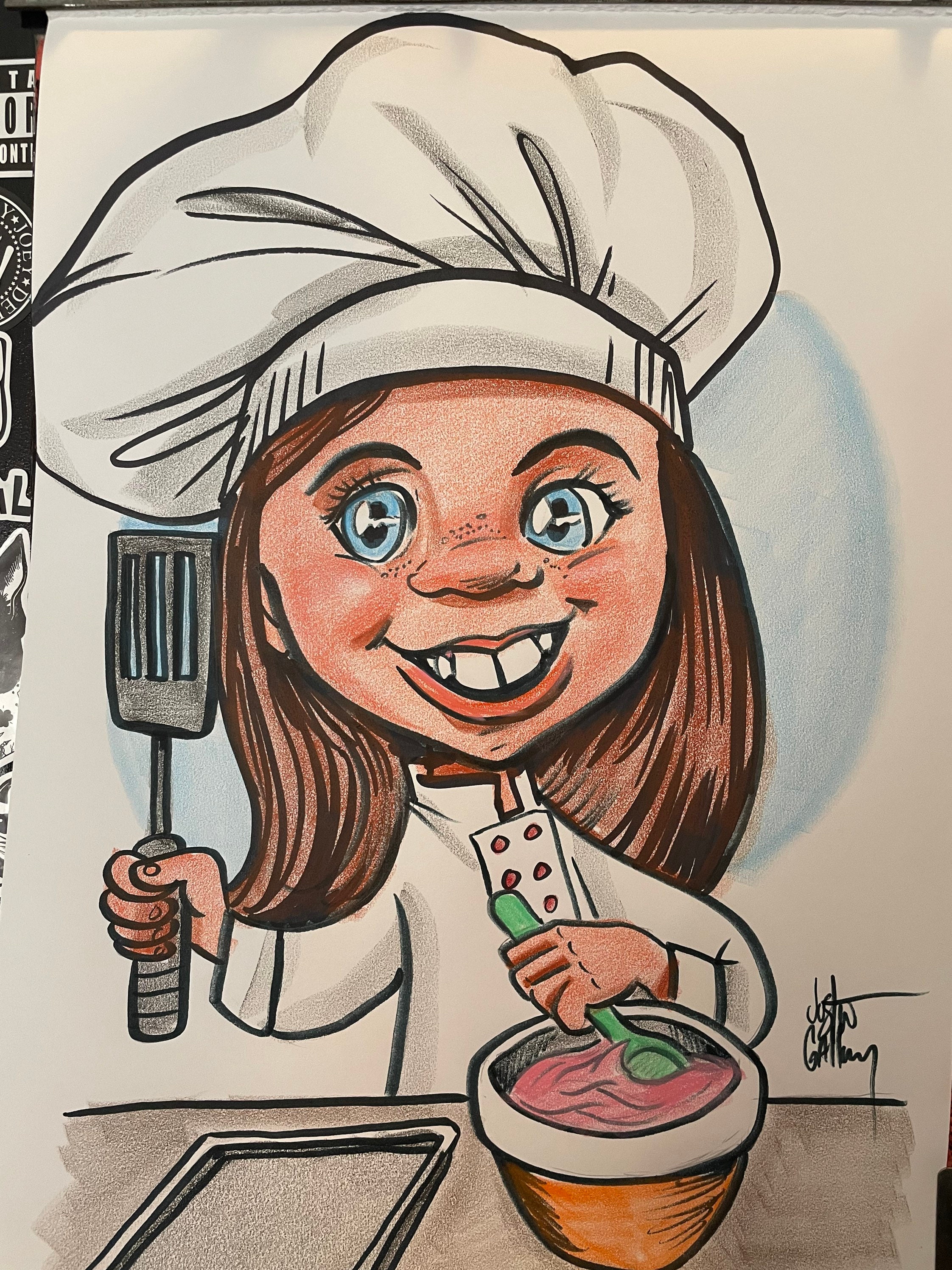 1 Face Color Caricature Portrait | Etsy