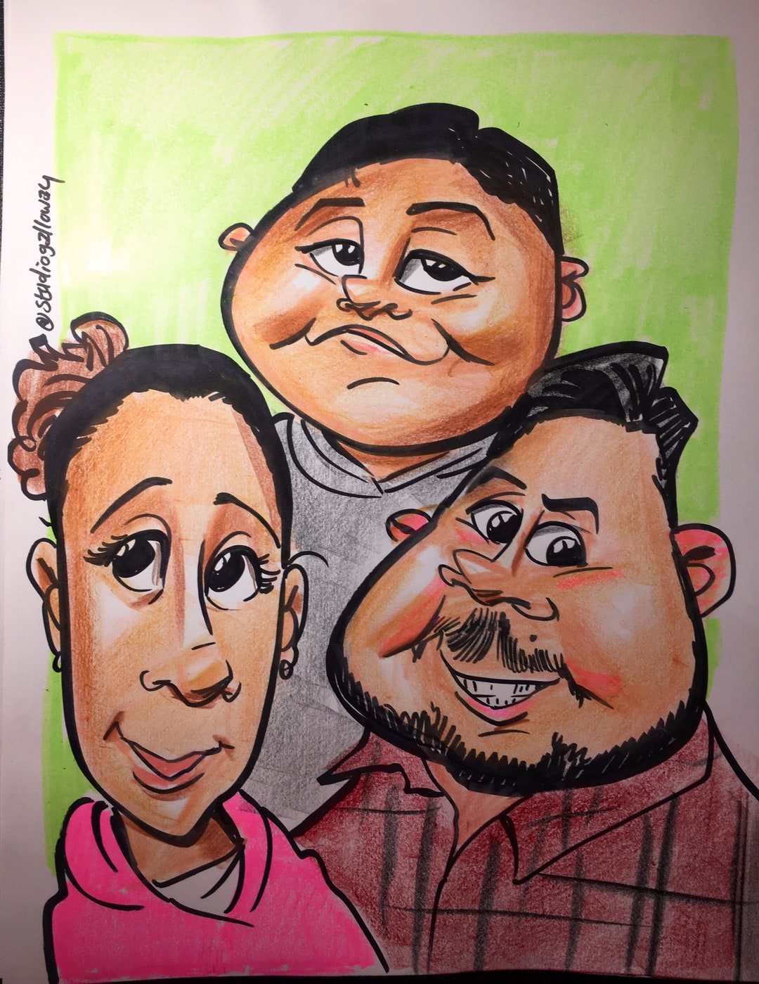 3 Faces Color Caricature Portrait - Etsy