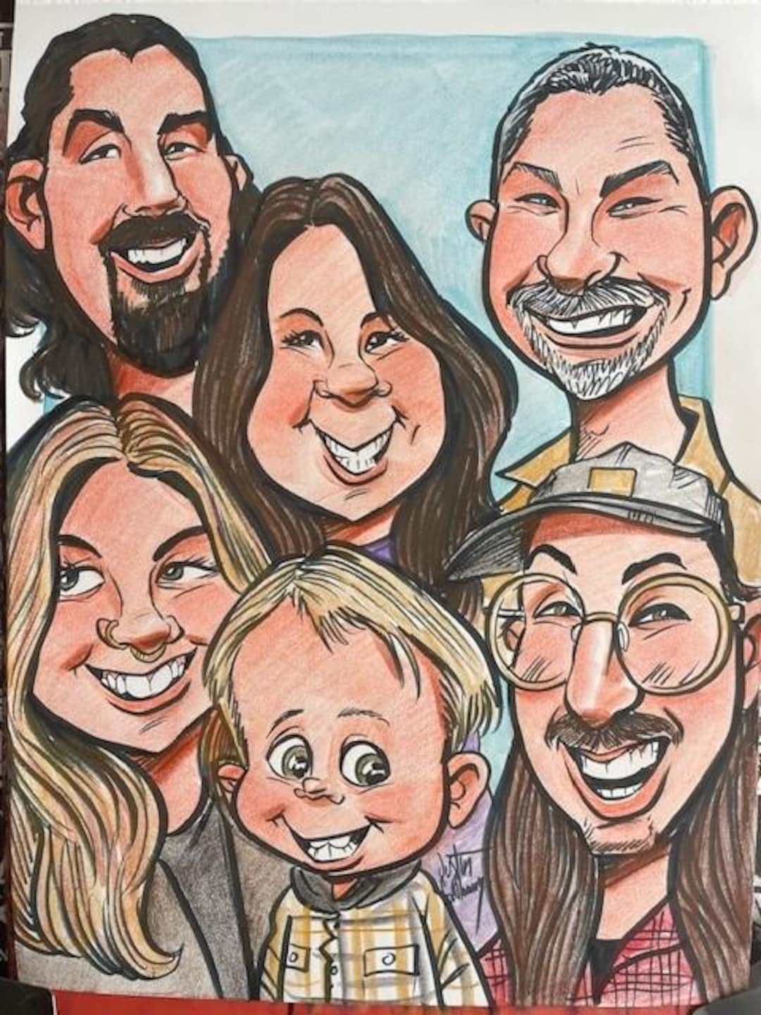 6 Faces Color Caricature Portrait - Etsy