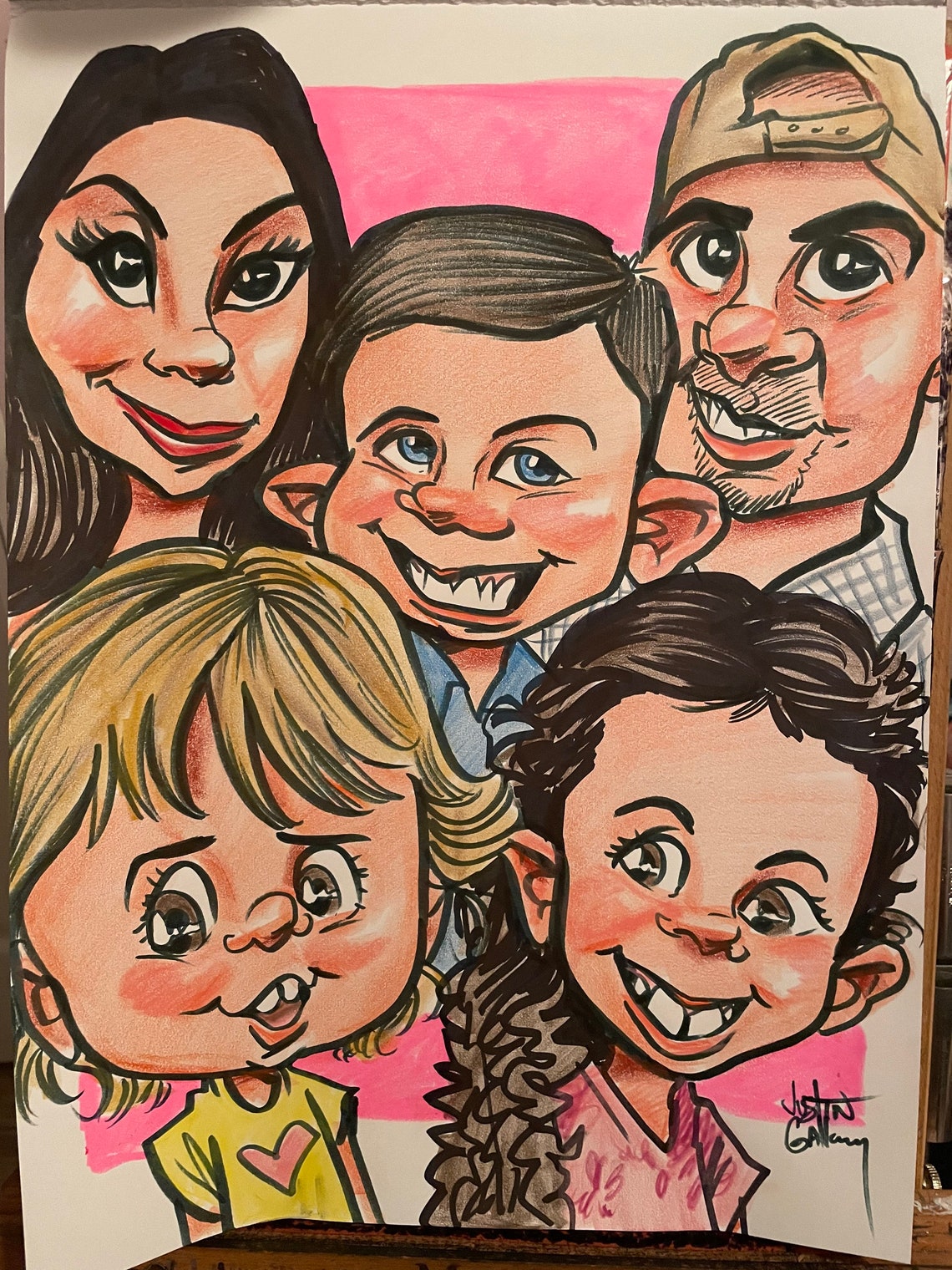 5 Faces Color Caricature Portrait | Etsy